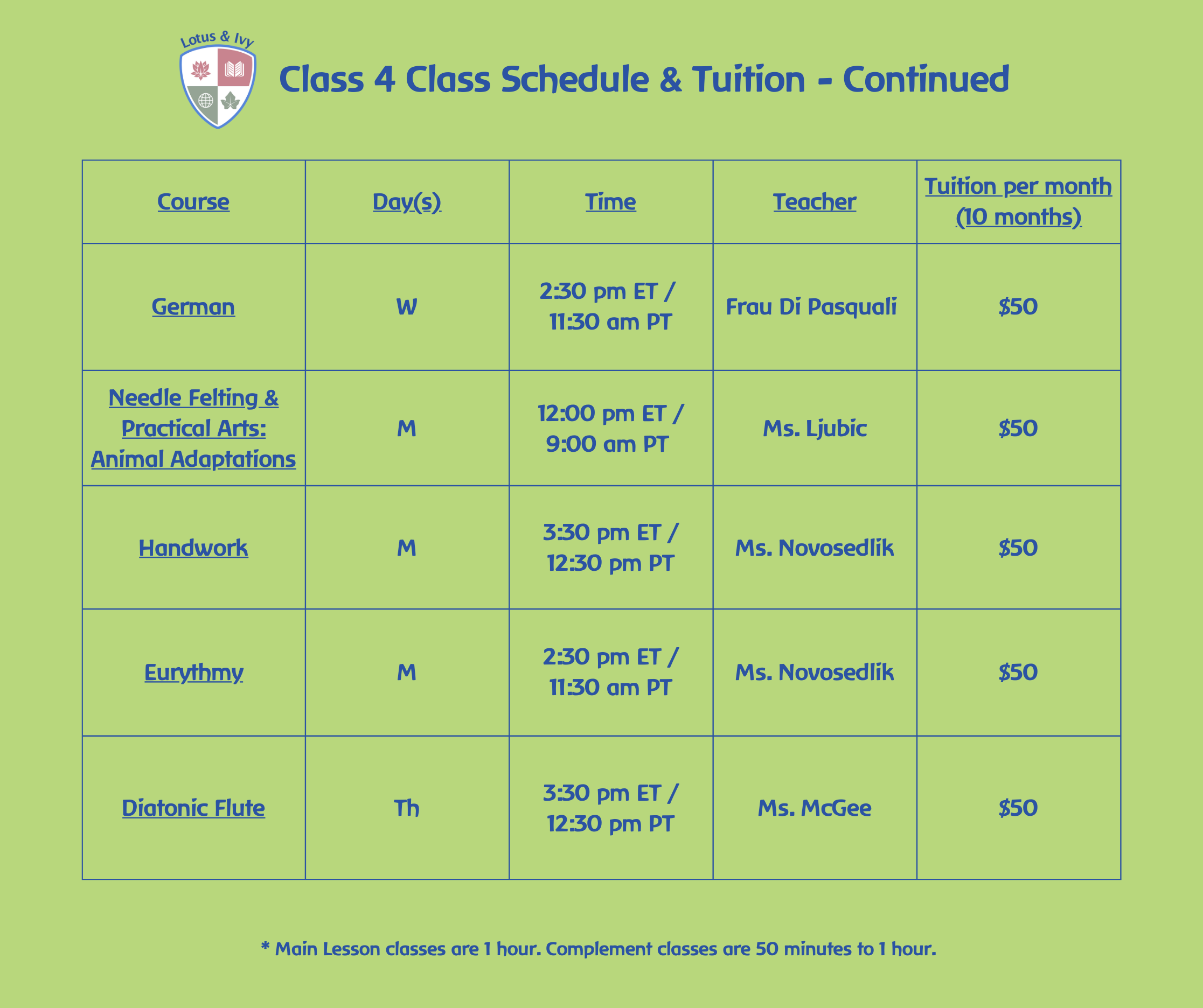 24-25 Class Catalog — Lotus & Ivy