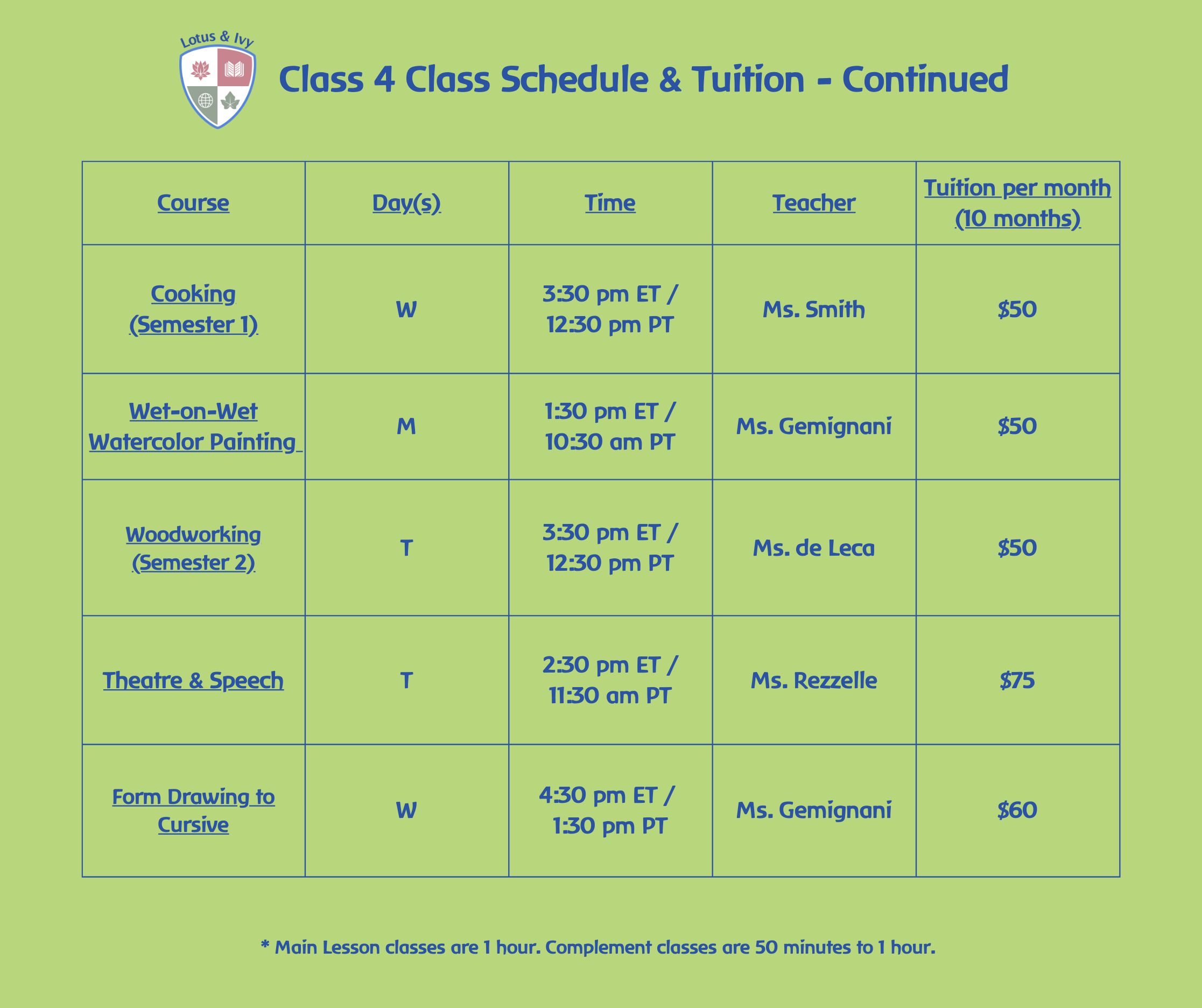24-25 Class Catalog — Lotus & Ivy