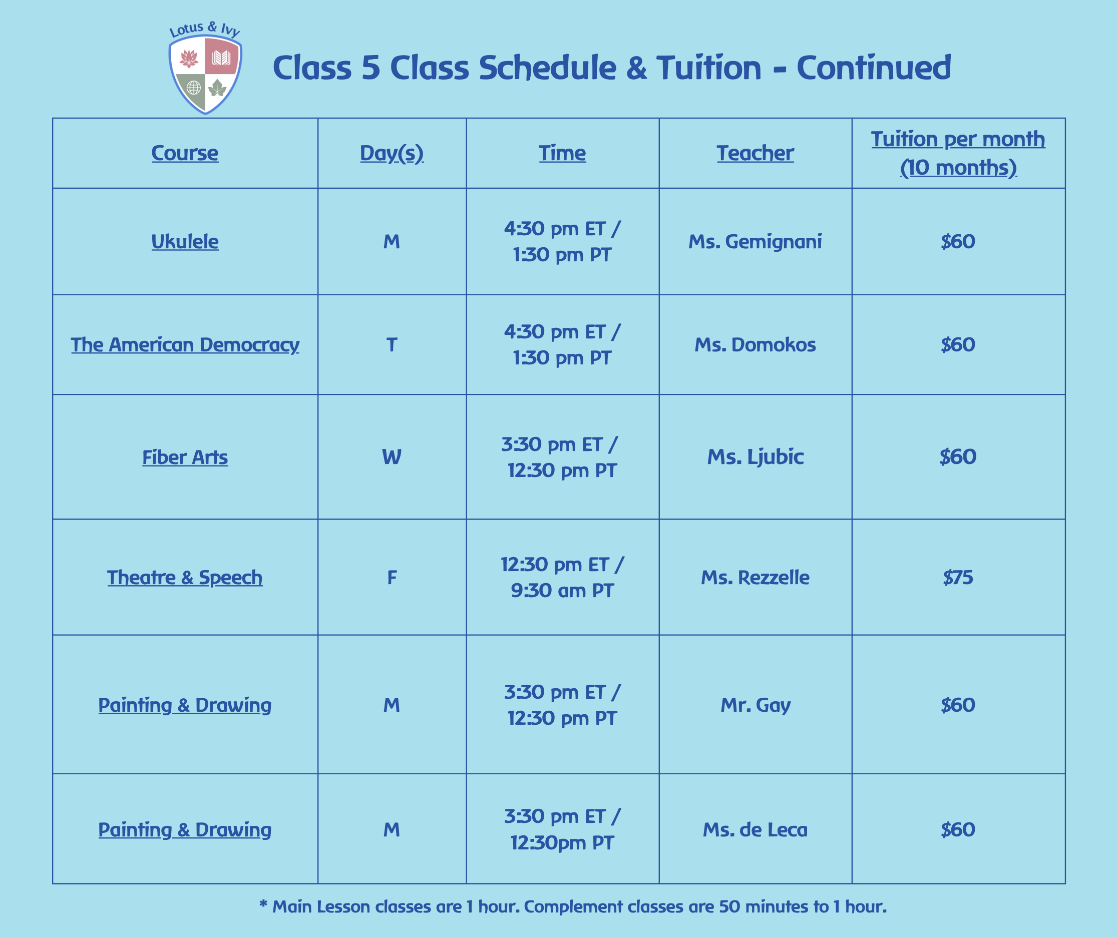 24-25 Class Catalog — Lotus & Ivy