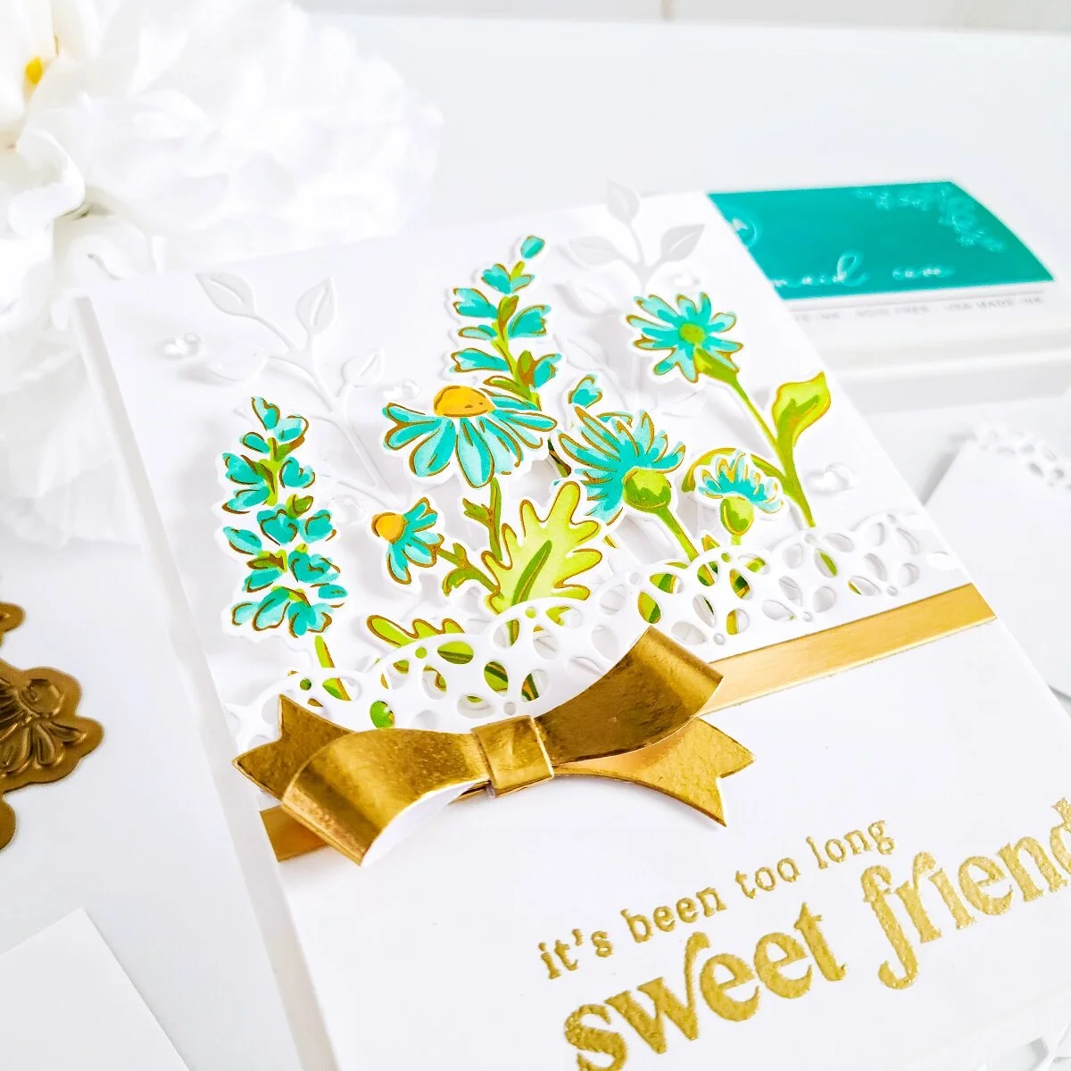 Sweet Friend Floral Hot Foil Plate, Stencil & Die┃Inspiration Card ...