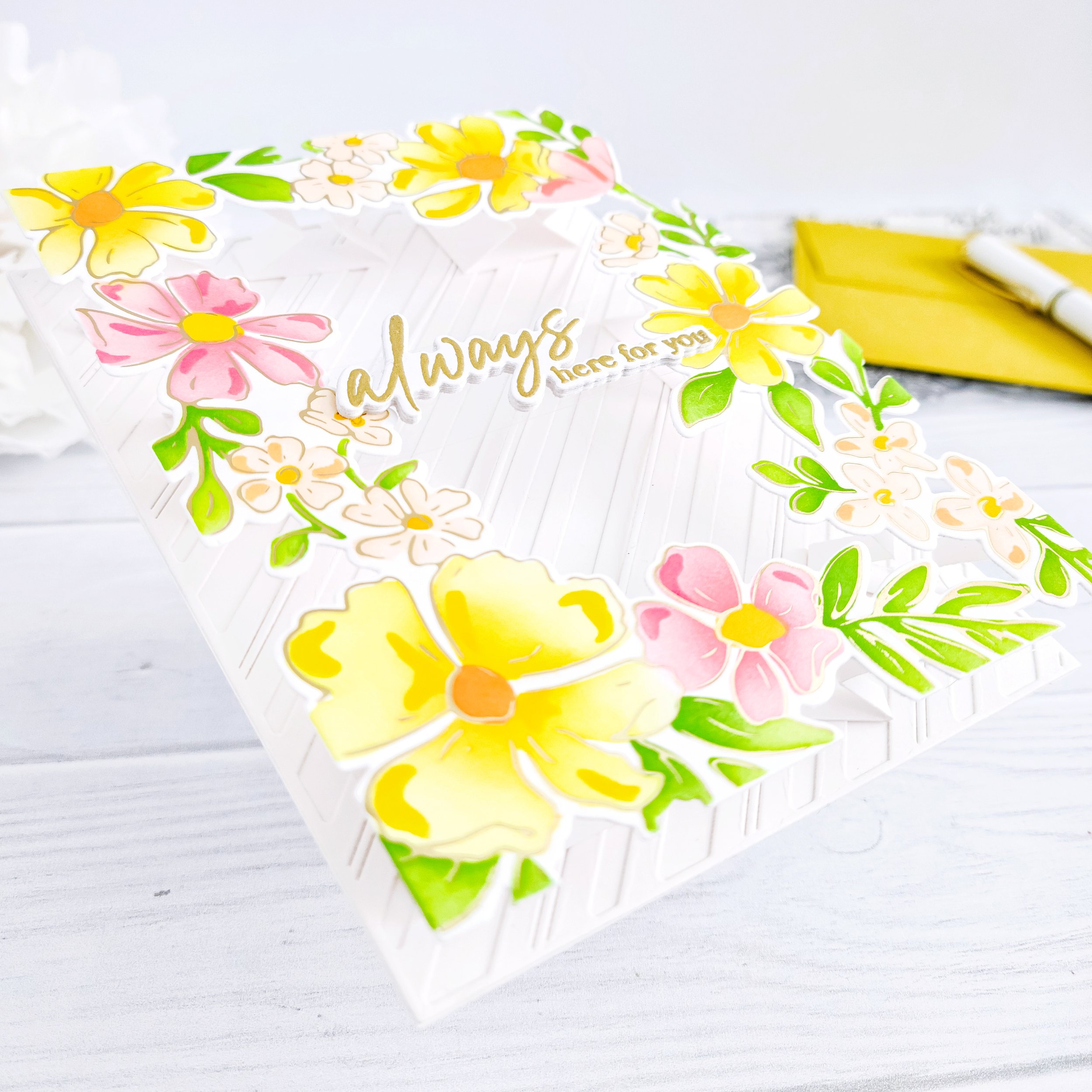 3-Dimensional Floral Border┃Inspiration Card — CARDSANDCRAFTSBYYAZ