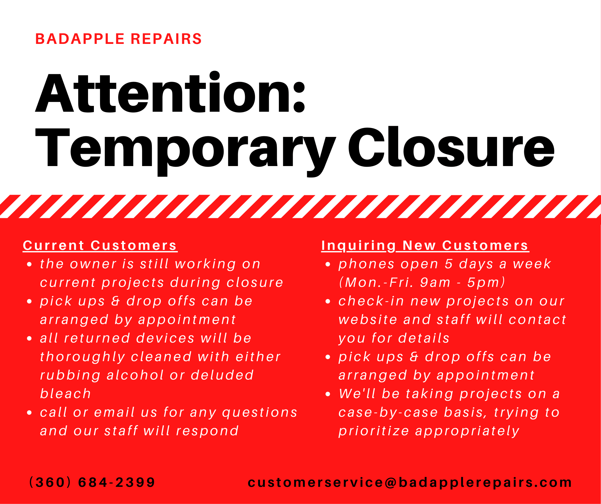 Important COVID-19 Update — BadApple Repairs | Cell Phone, Computer ...