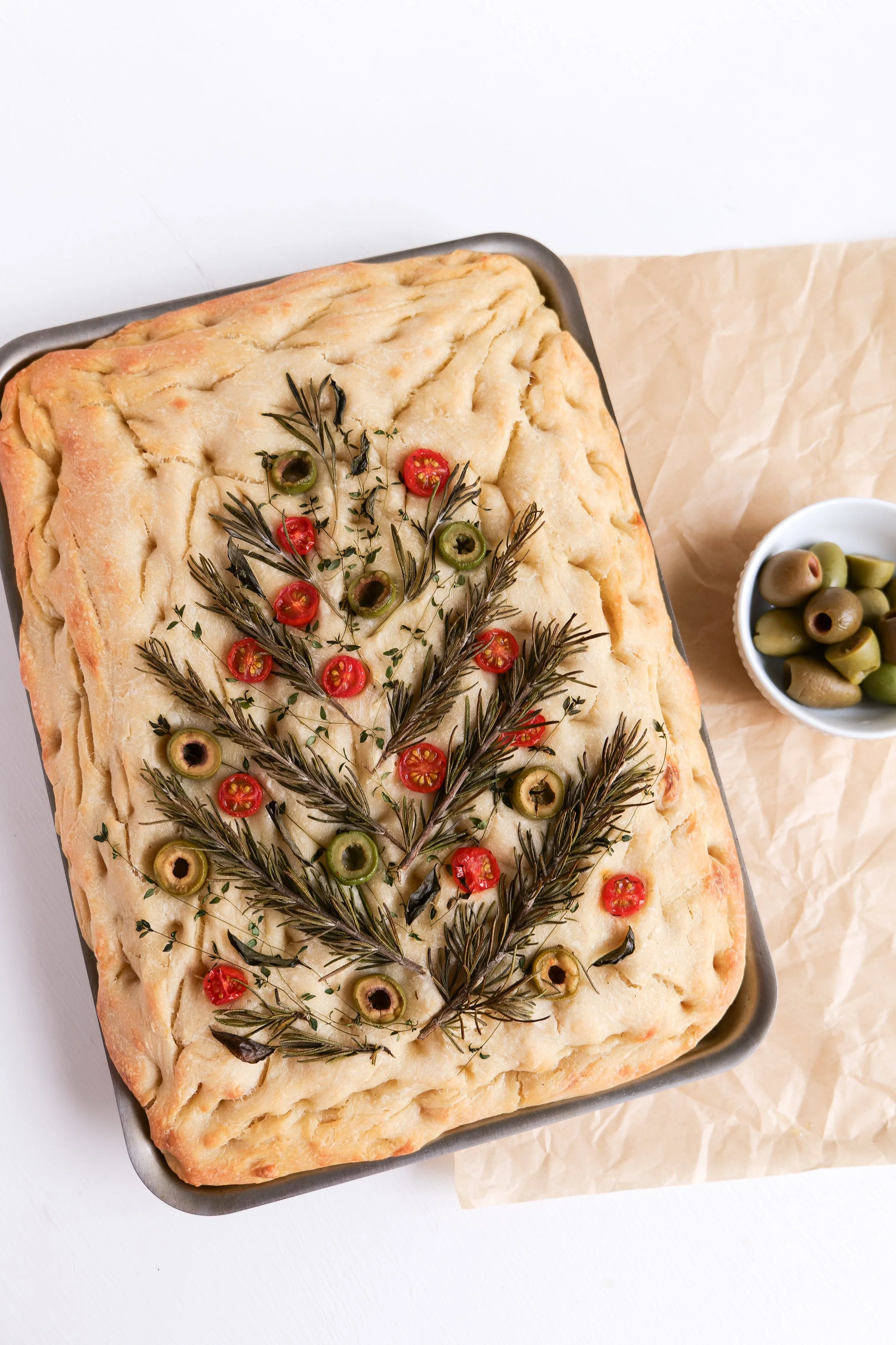 Festive Flavors Unveiled: Crafting a Herb Christmas Tree Focaccia Bread ...