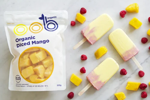 creamy mango raspberry popsicles — oob organic