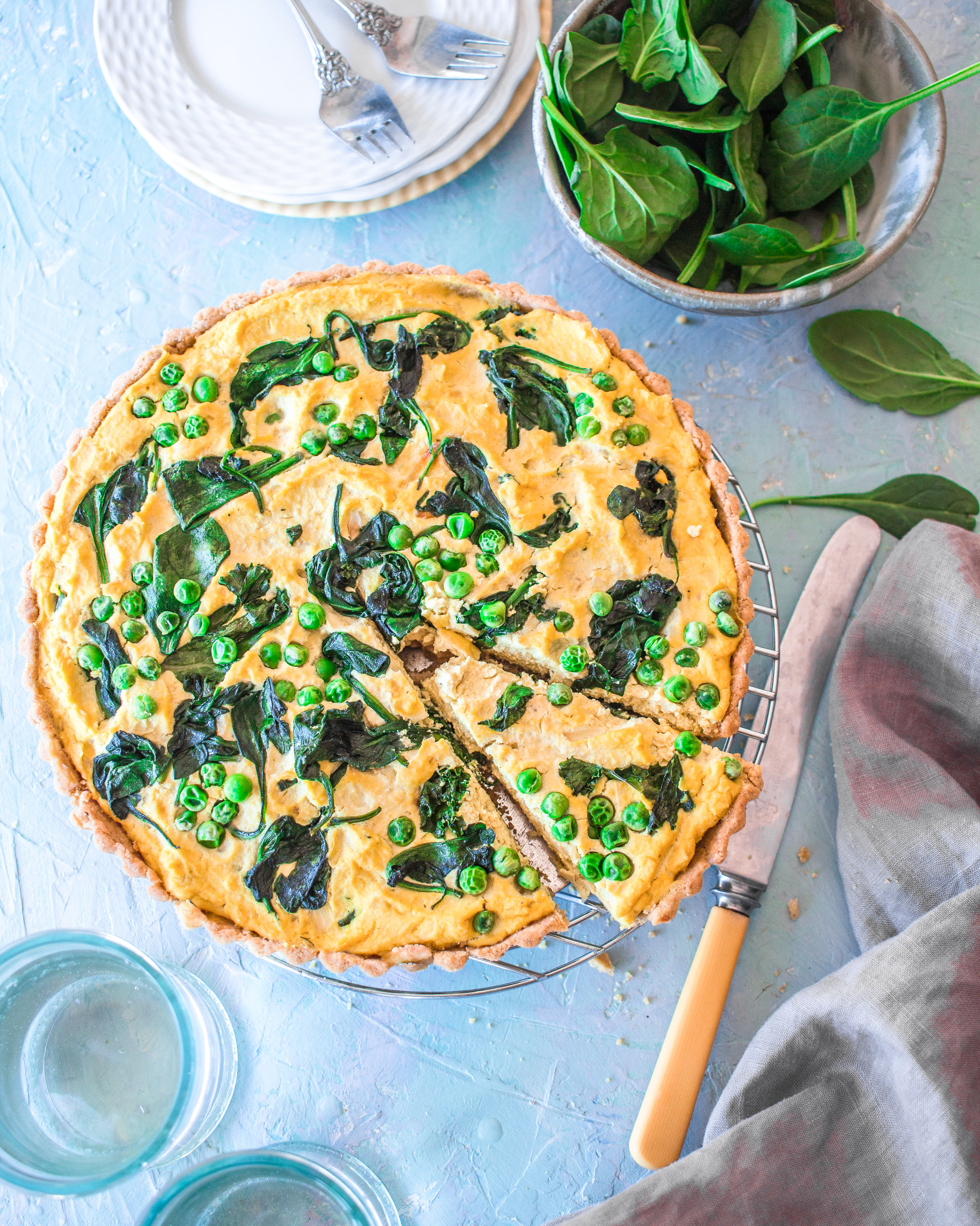 Plant based spinach and pea quiche — oob organic
