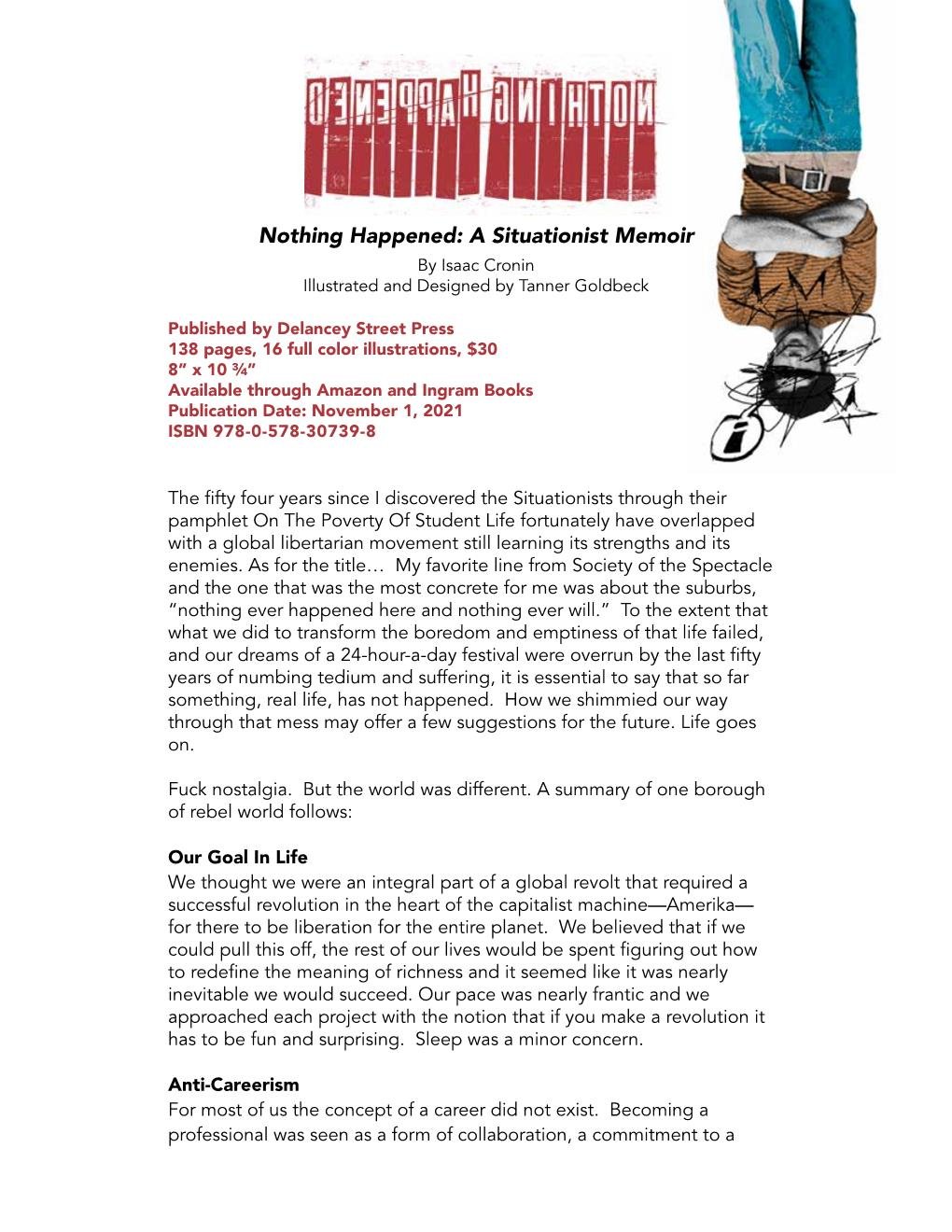 Nothing Happened: A Situationist Memoir By Isaac Cronin — Delancey ...