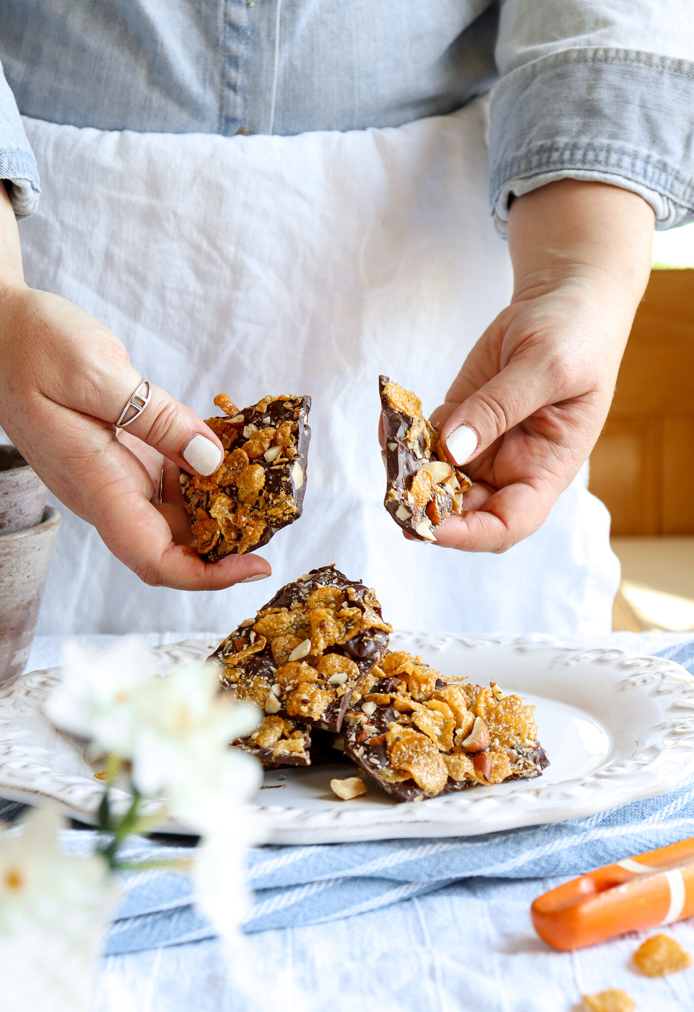 The Best Dark Chocolate Cereal Almond Bark — Stripes & Willows