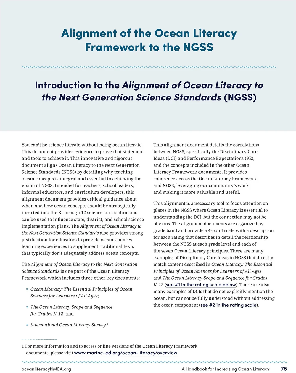 OL Alignment — National Marine Educators Association