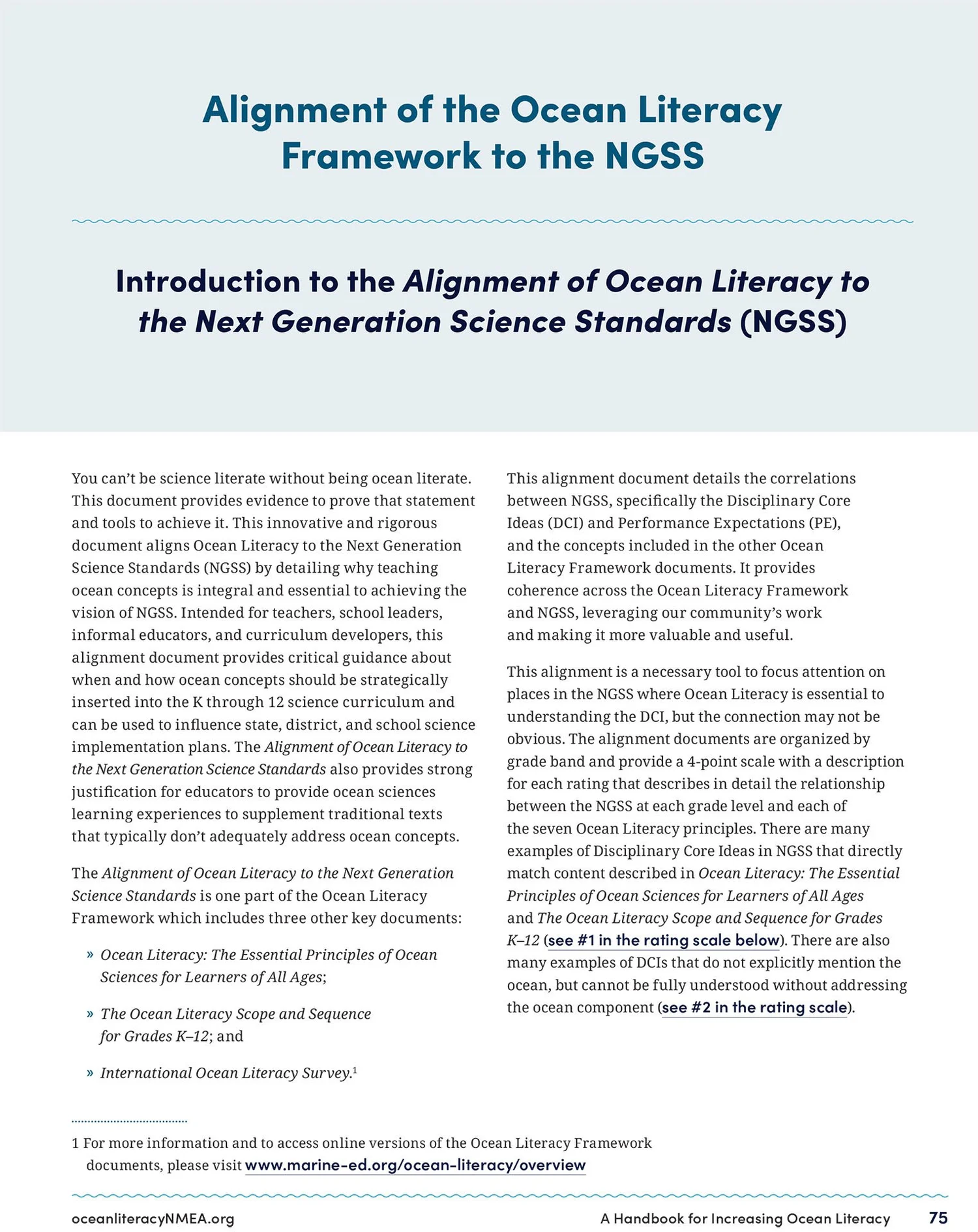 OL Alignment — National Marine Educators Association