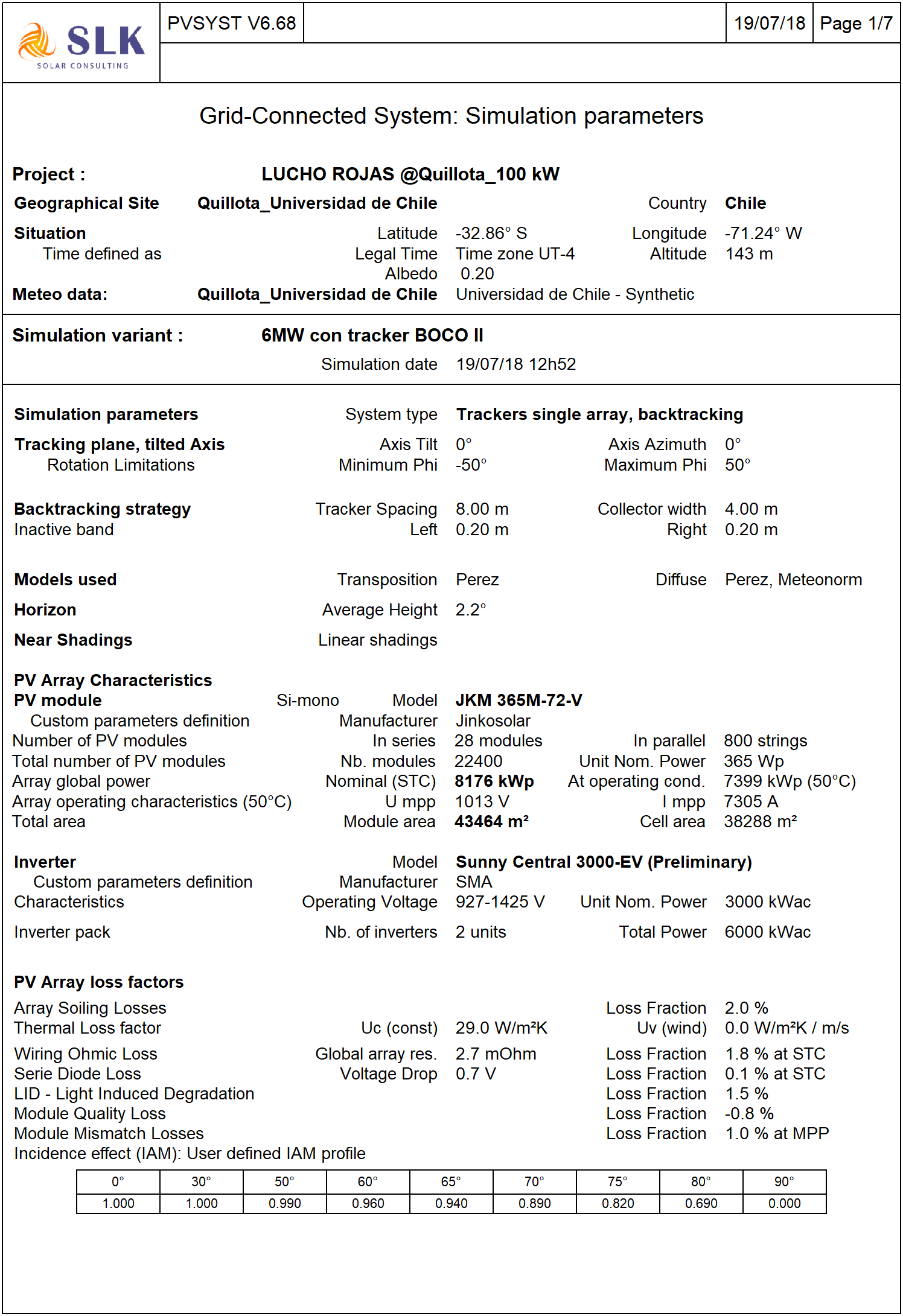 PVSyst Reports & Solar Assessments — SLK SOLAR CONSULTING