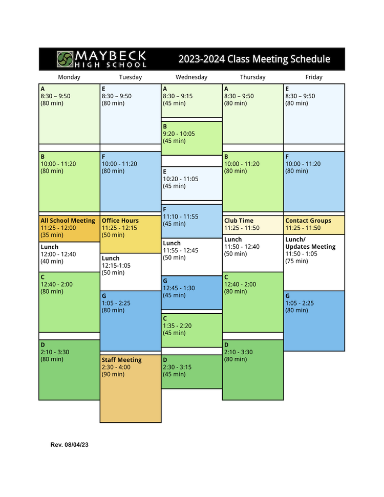 Daily Schedule — Maybeck High School