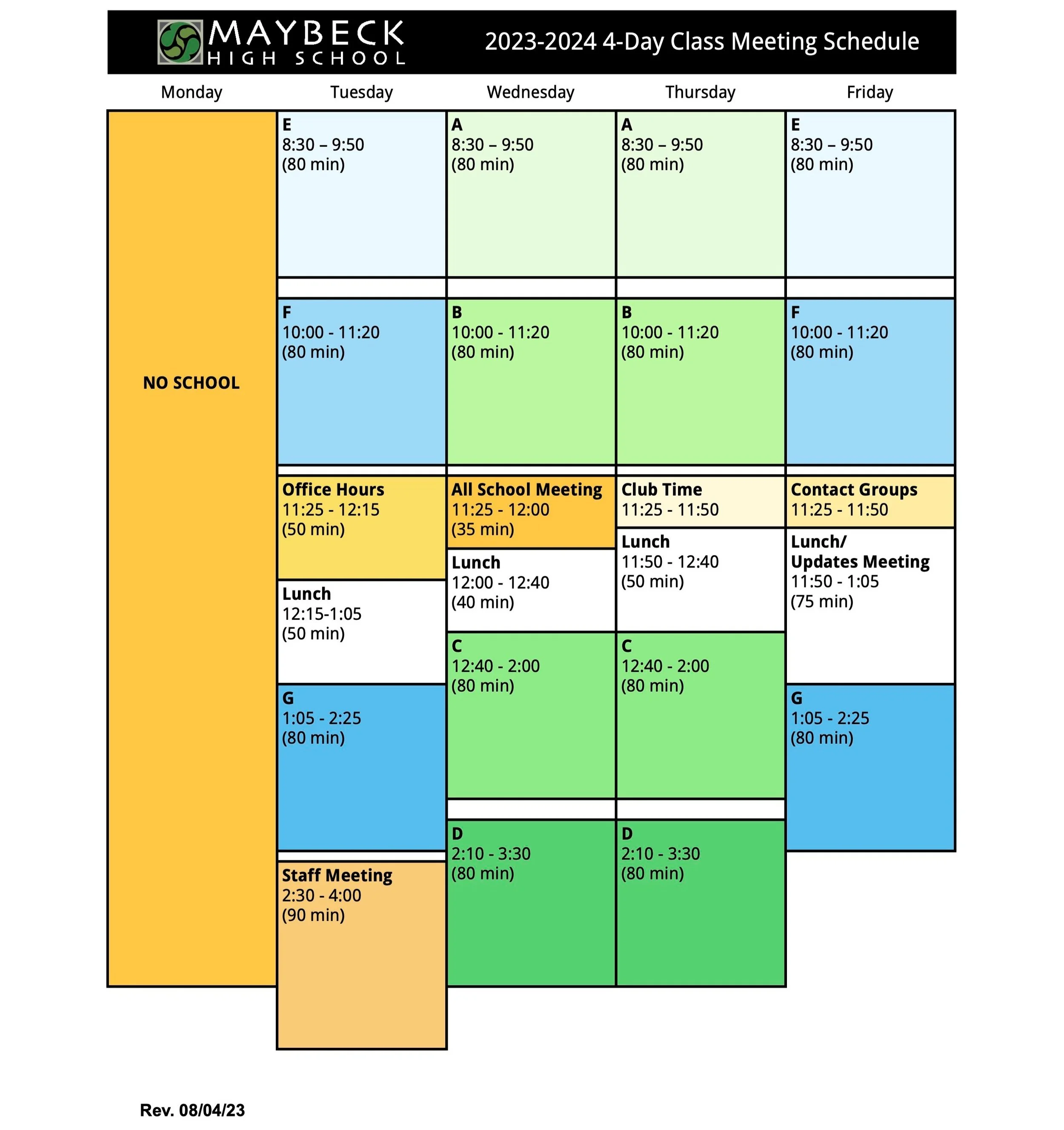Daily Schedule — Maybeck High School