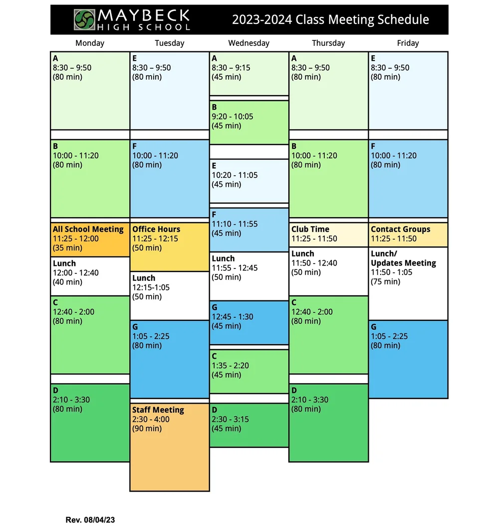 Daily Schedule — Maybeck High School