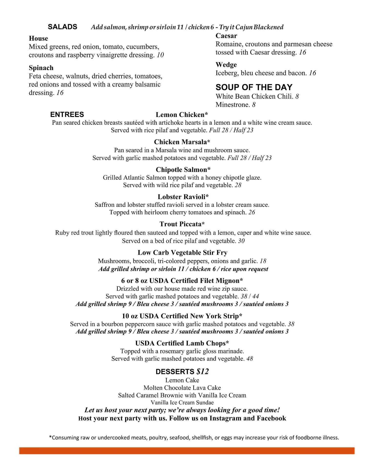 Menu — Oak City Grille