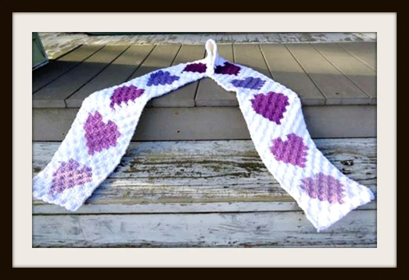 Heart Scarf, C2C Crochet Pattern