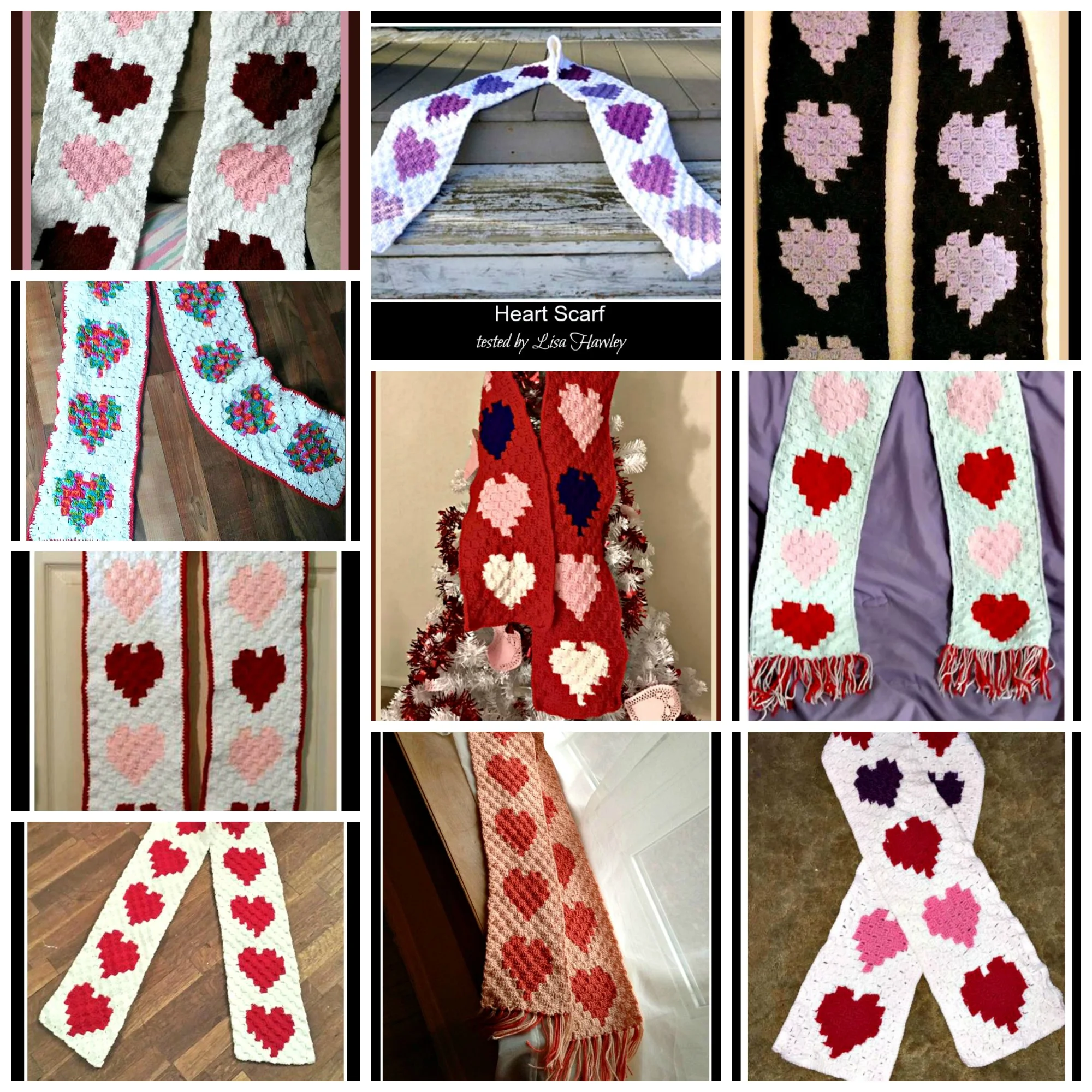 Heart Scarf, C2C Crochet Pattern