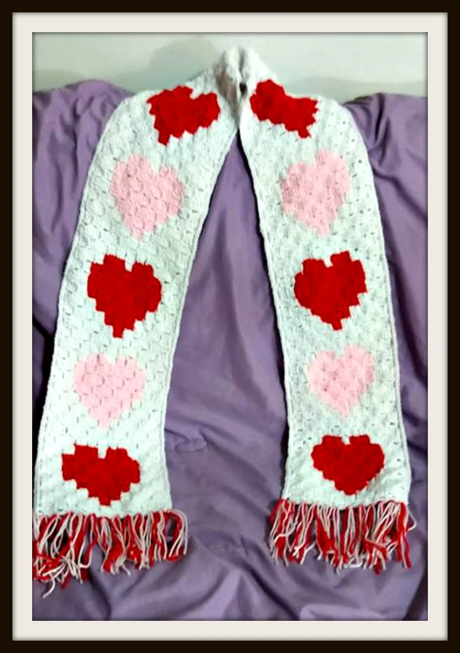 Heart Scarf, C2C Crochet Pattern