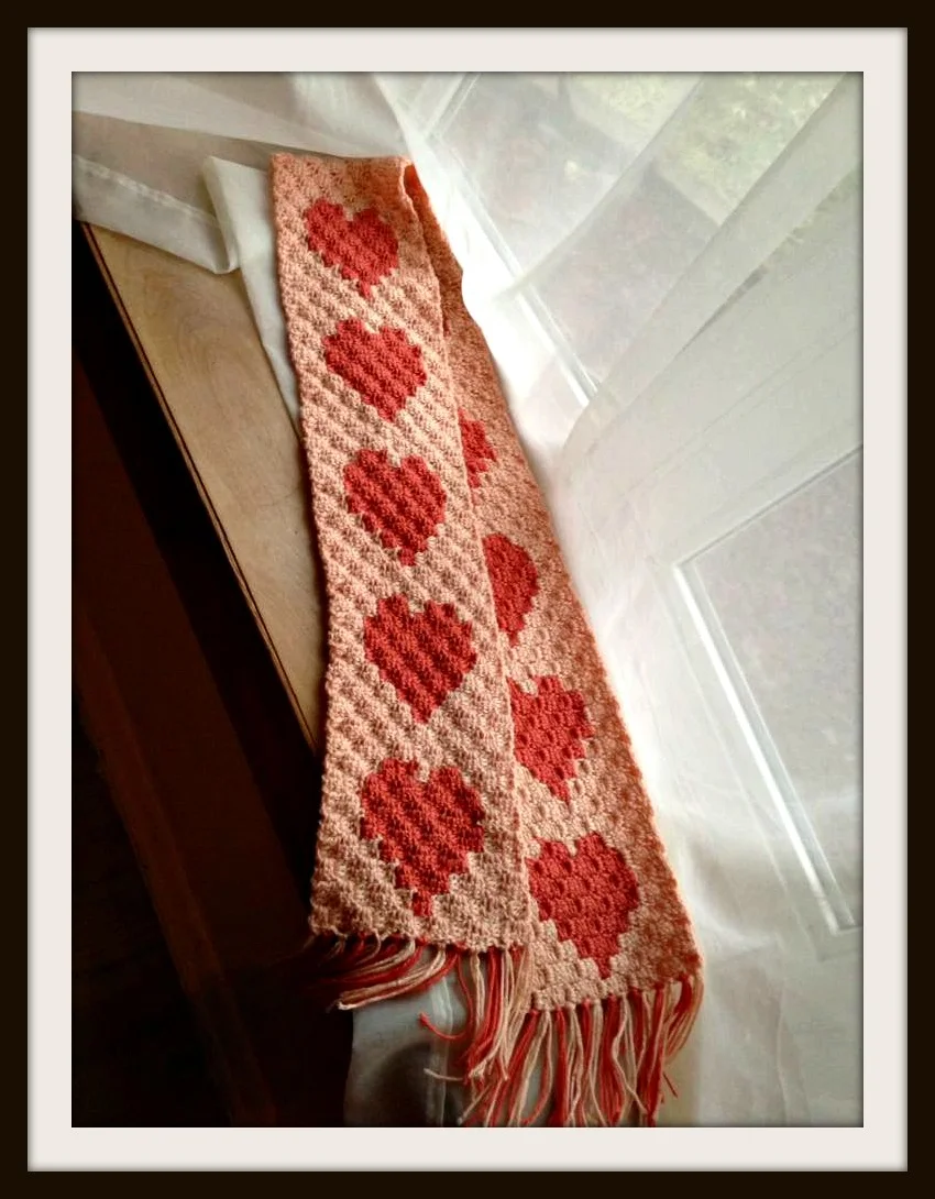 Heart Scarf, C2C Crochet Pattern
