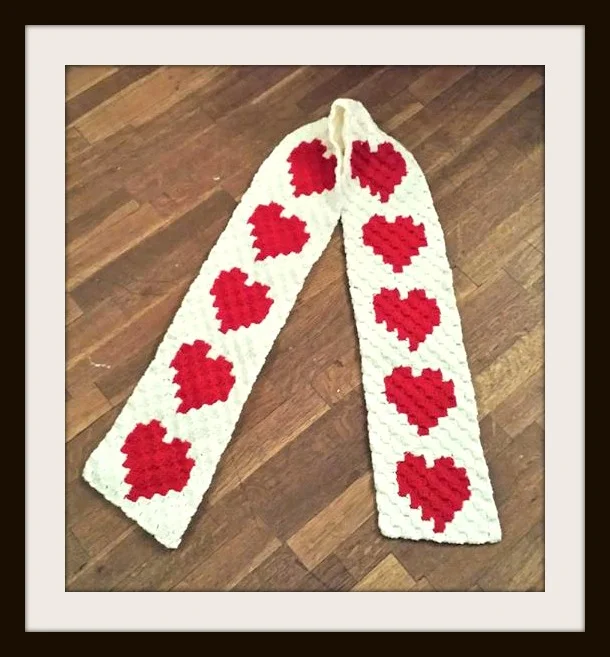 Heart Scarf, C2C Crochet Pattern