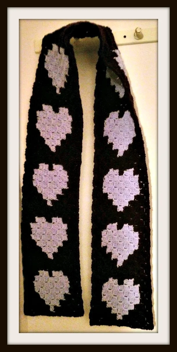 Heart Scarf, C2C Crochet Pattern