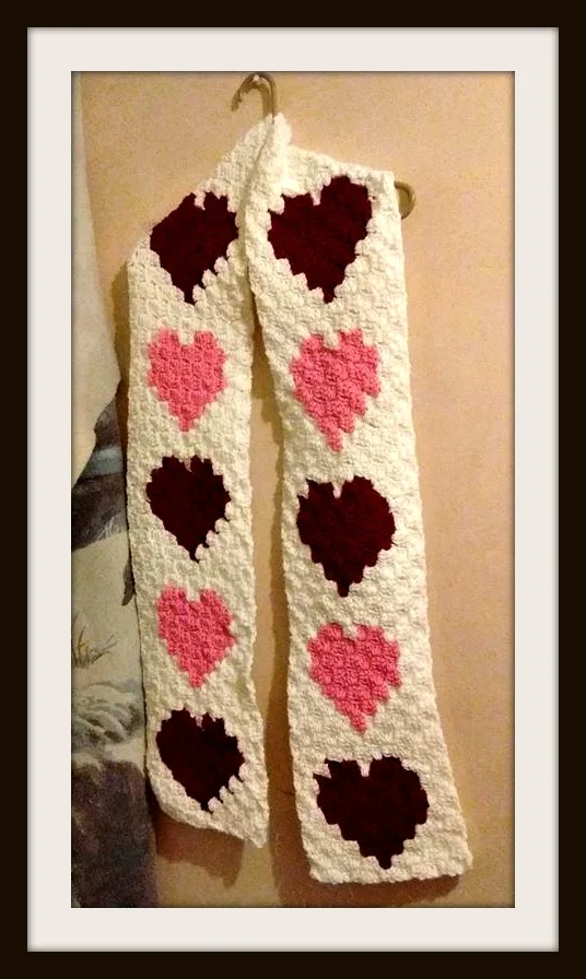 Heart Scarf, C2C Crochet Pattern