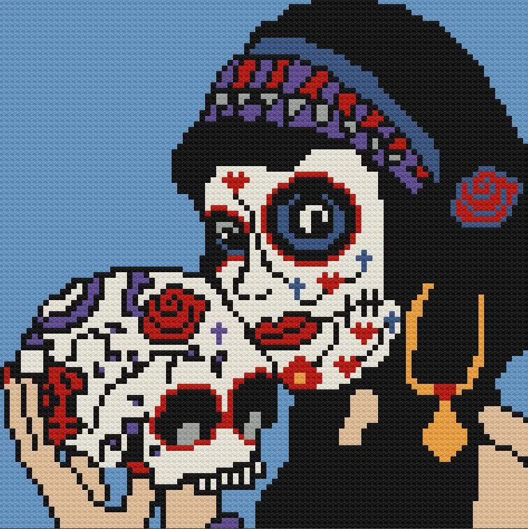 Sugar Skull Pin Up Drawing