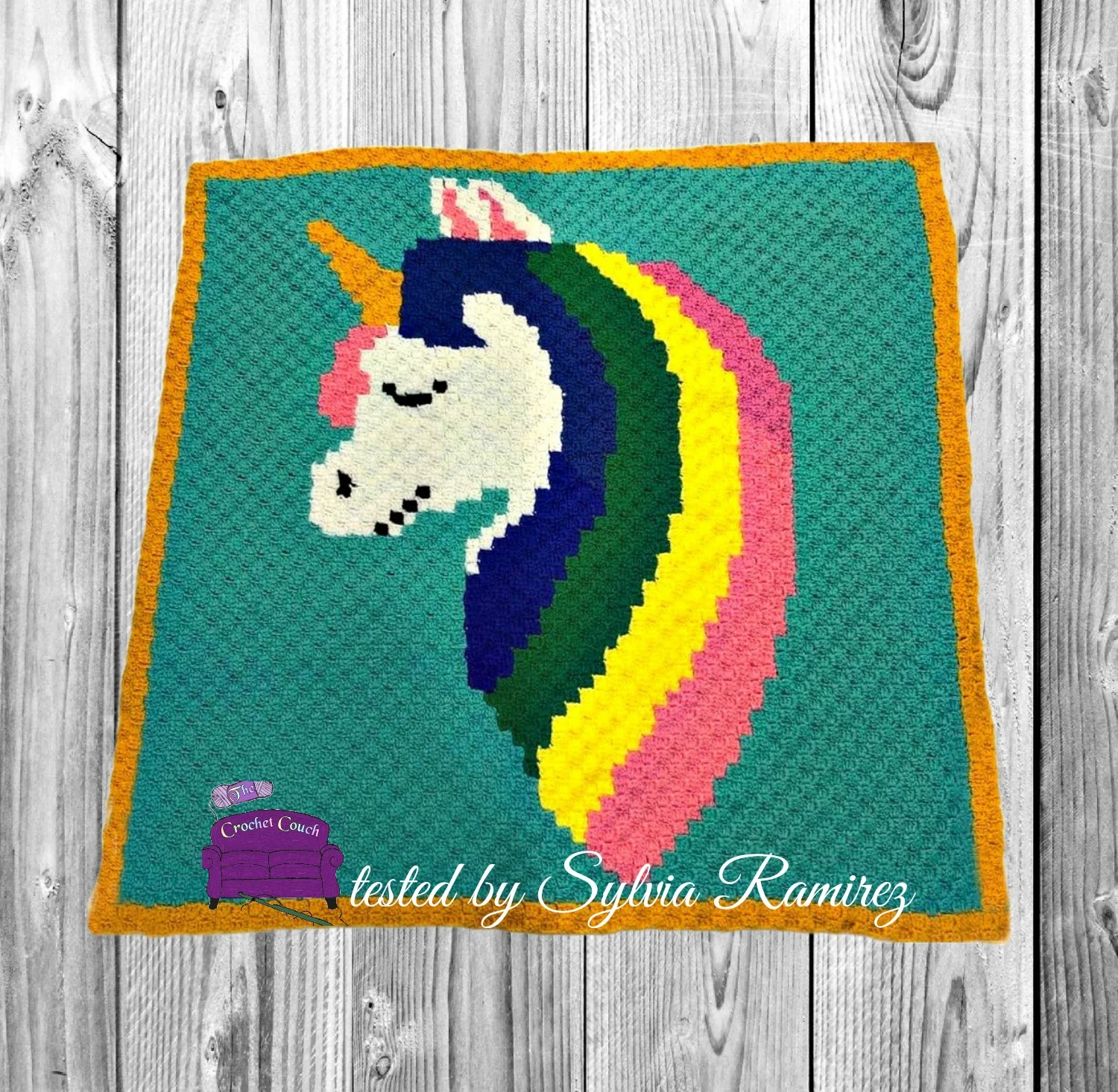 Unicorn Head Afghan, C2C Crochet Pattern