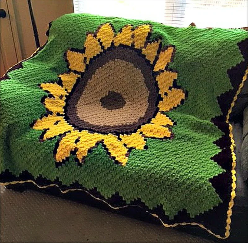 Sunflower Afghan, C2C Crochet Pattern