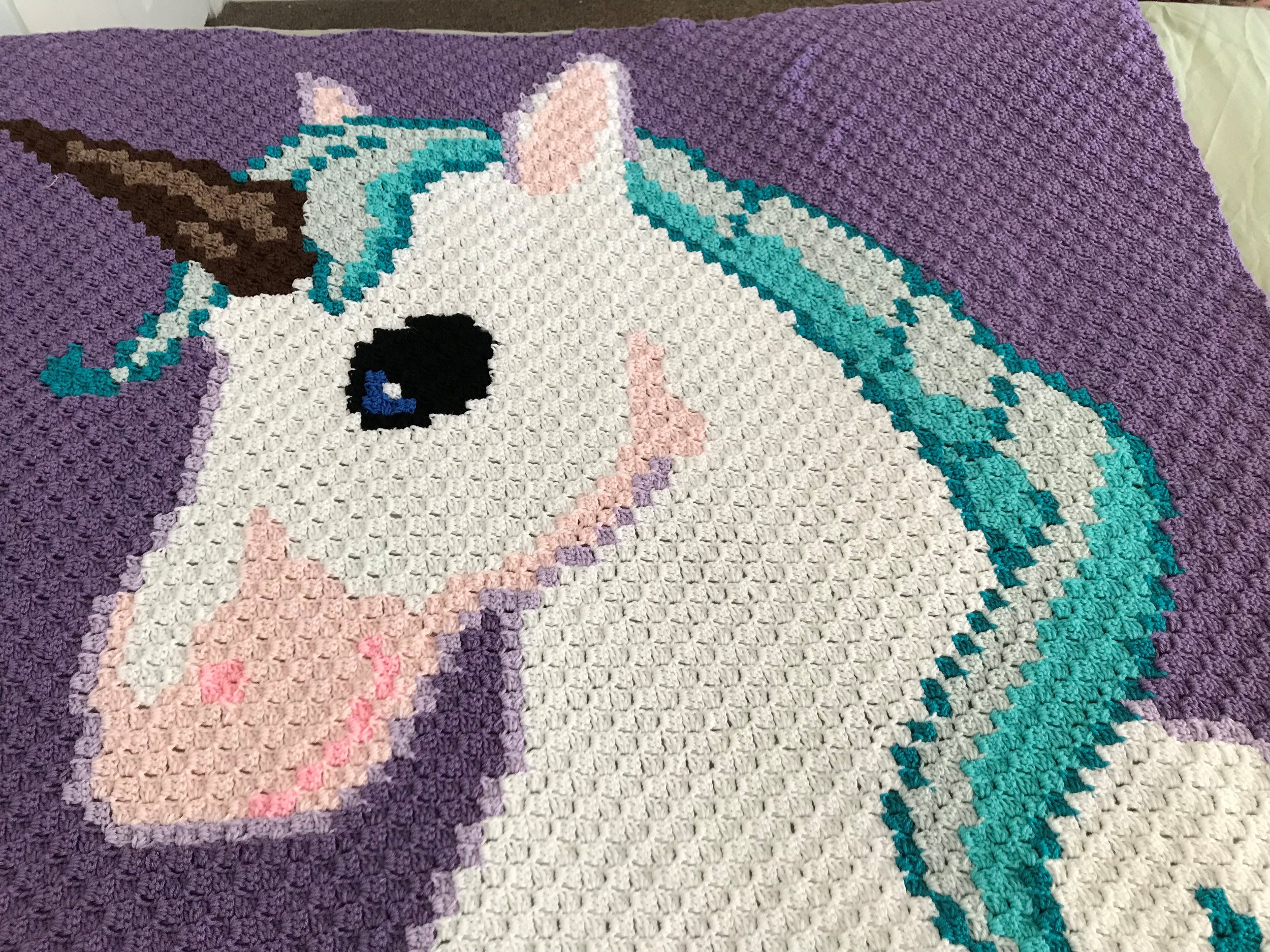 Unicorn Kids Blanket, C2C Crochet Pattern