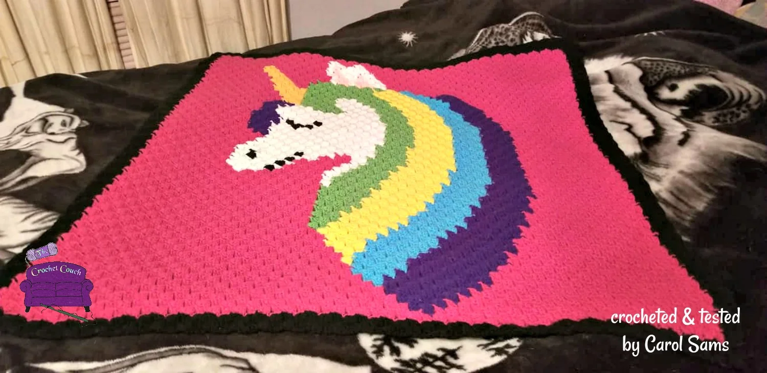 Unicorn Head Afghan, C2C Crochet Pattern