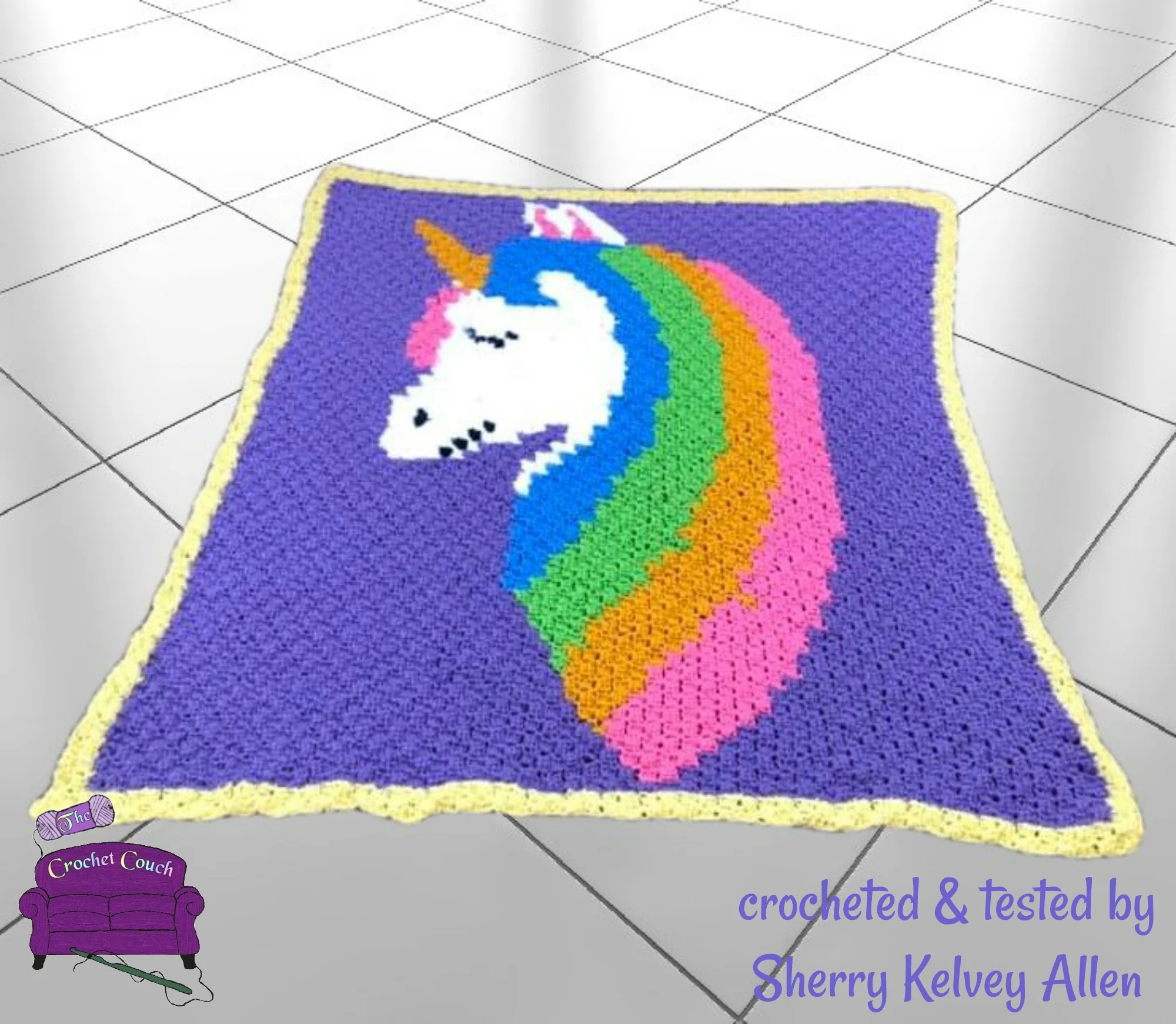 Unicorn Head Afghan, C2C Crochet Pattern