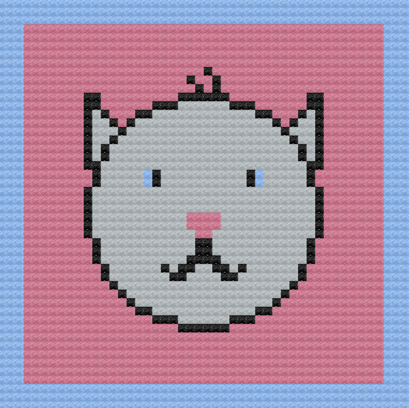 Cat Face Baby Afghan, C2C Crochet Pattern
