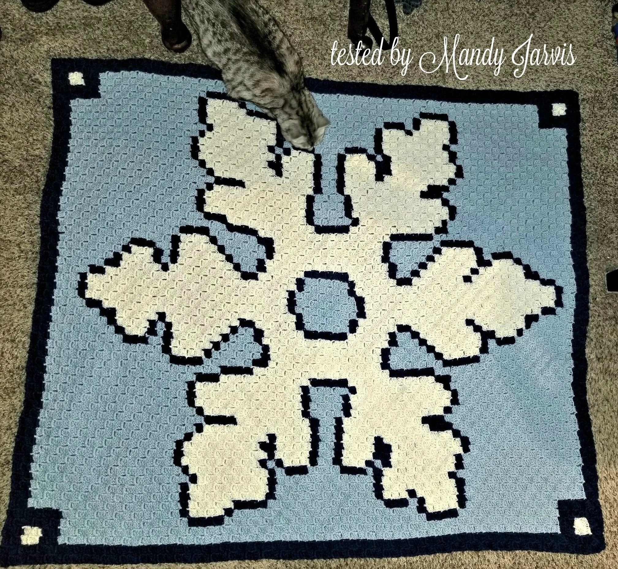 Snowflake Squares Afghan, C2C Crochet Pattern