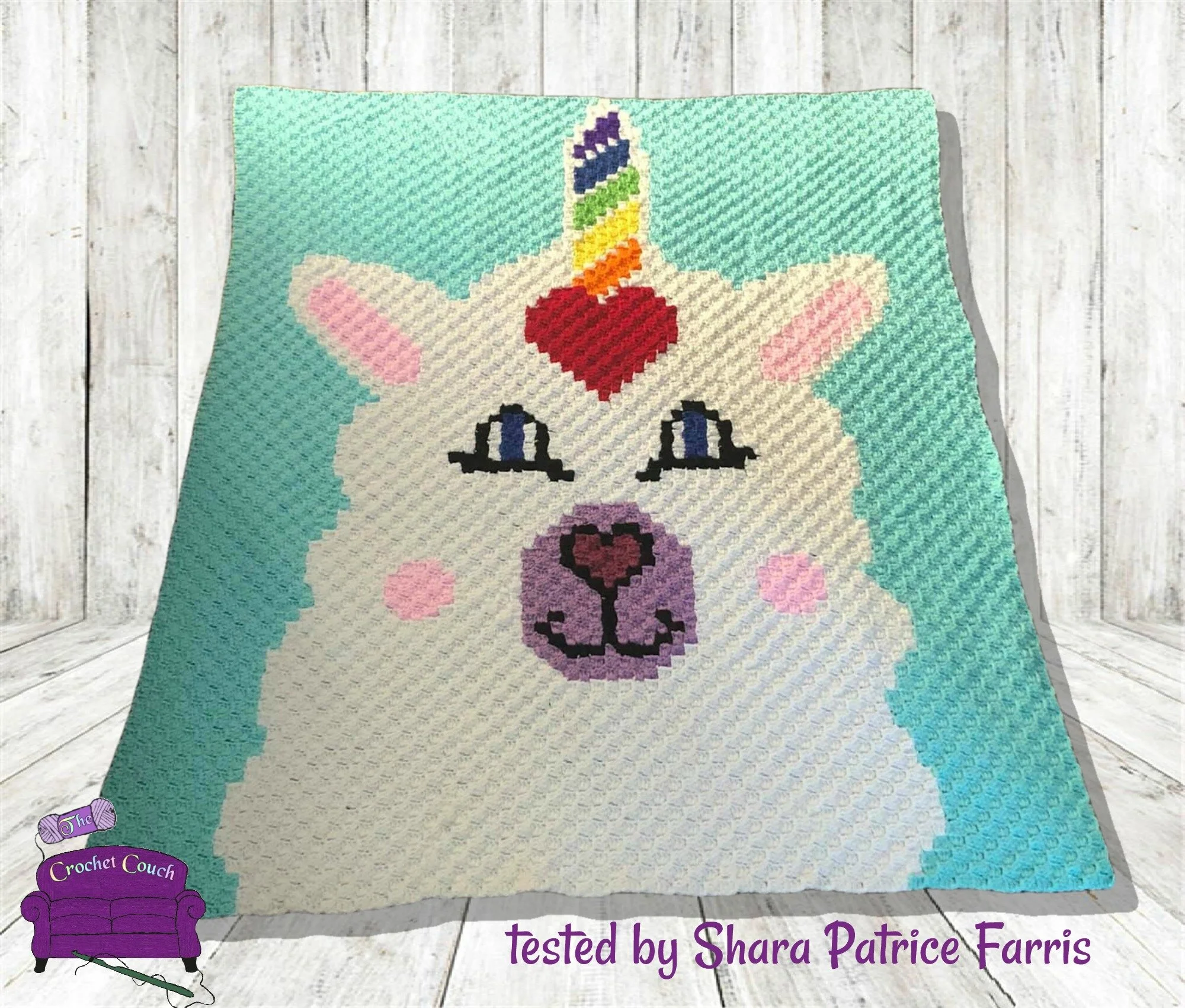 Llama Unicorn Afghan, C2C Crochet Pattern