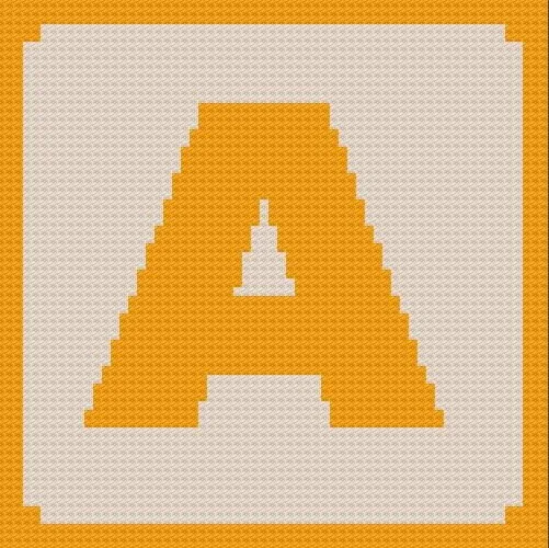 Letter A, Small Block Afghan, C2C Crochet Pattern