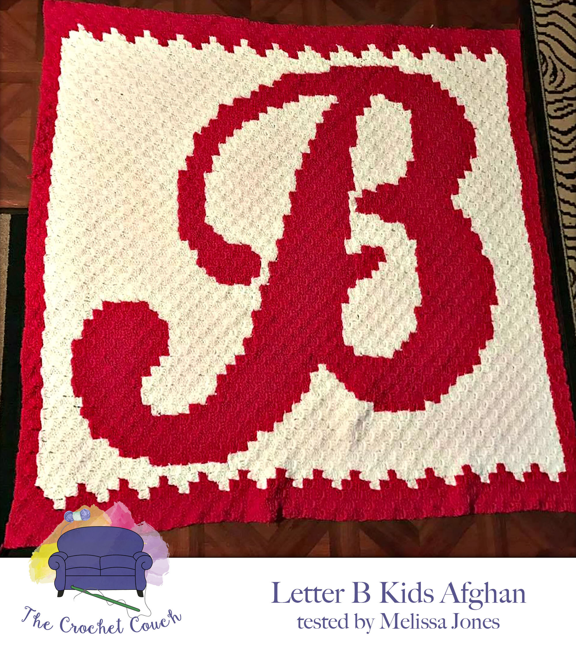 Letter B Afghan, Twin Size, C2C Crochet Pattern