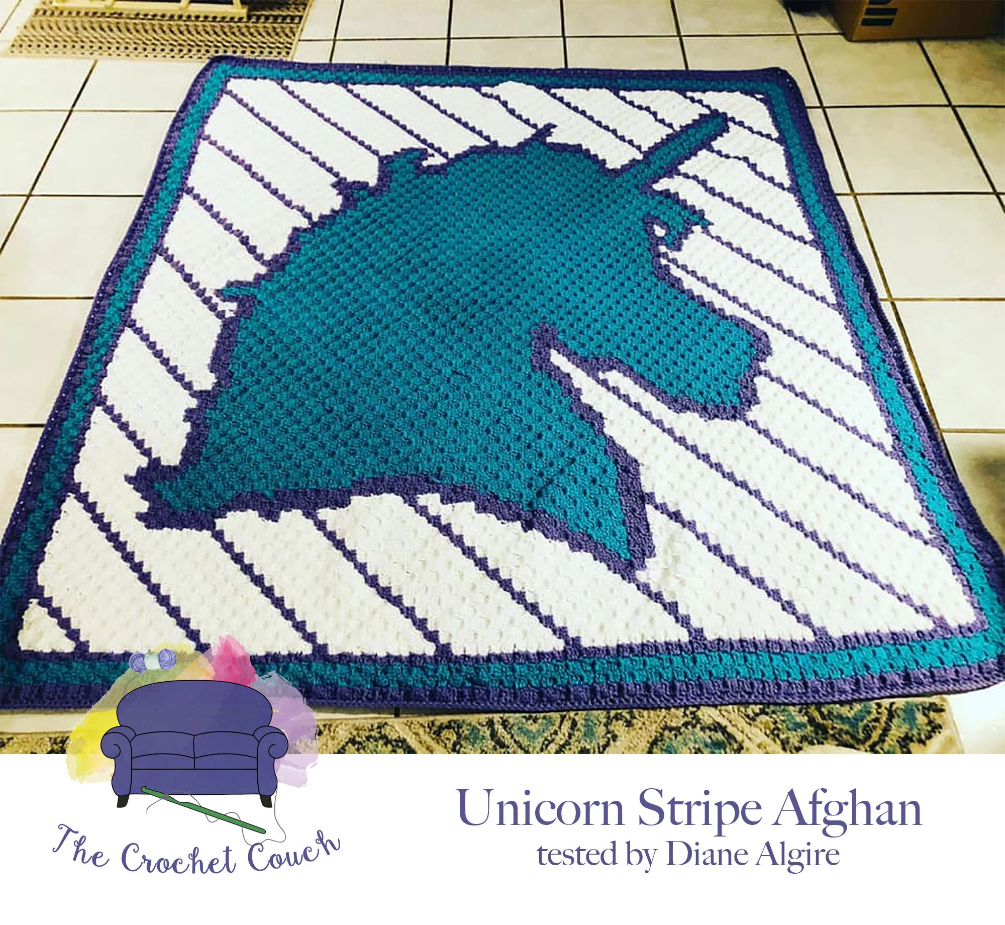 Unicorn Stripe Afghan, C2C Crochet Pattern