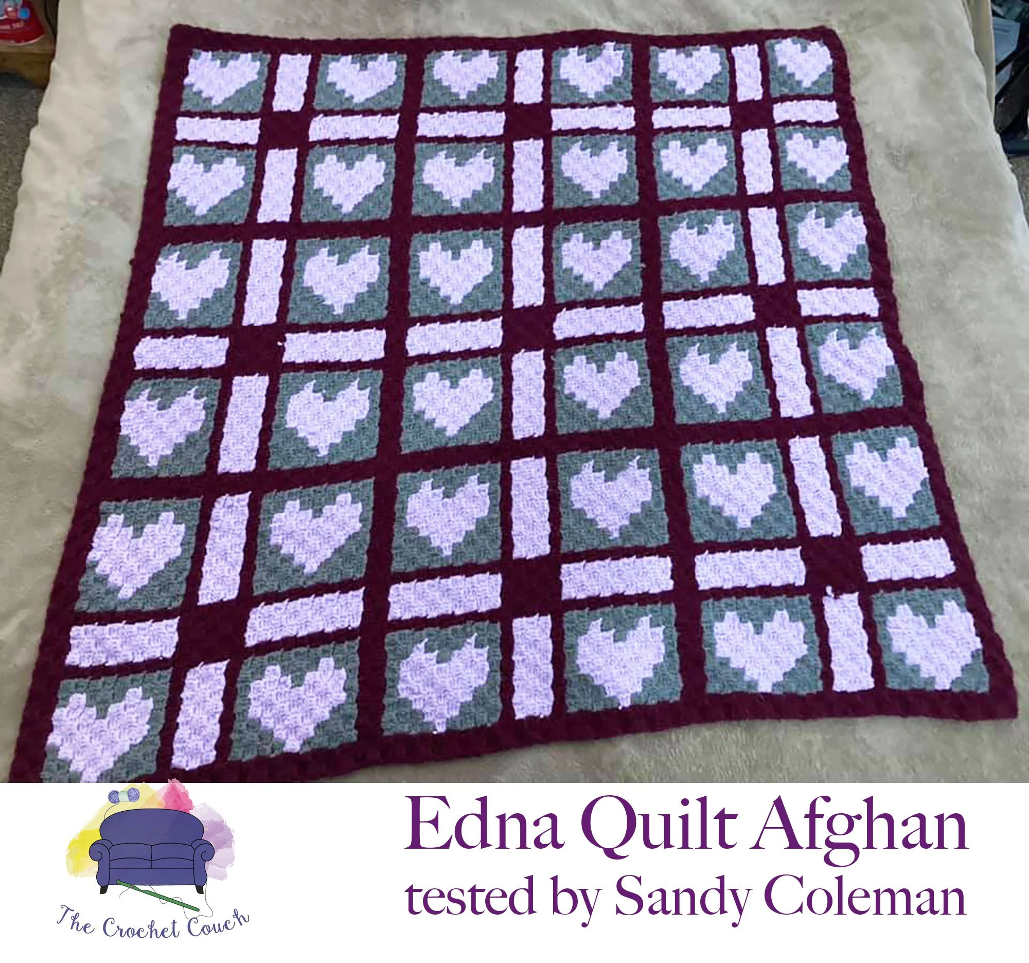 Edna Quilt Afghan, C2C Crochet Pattern