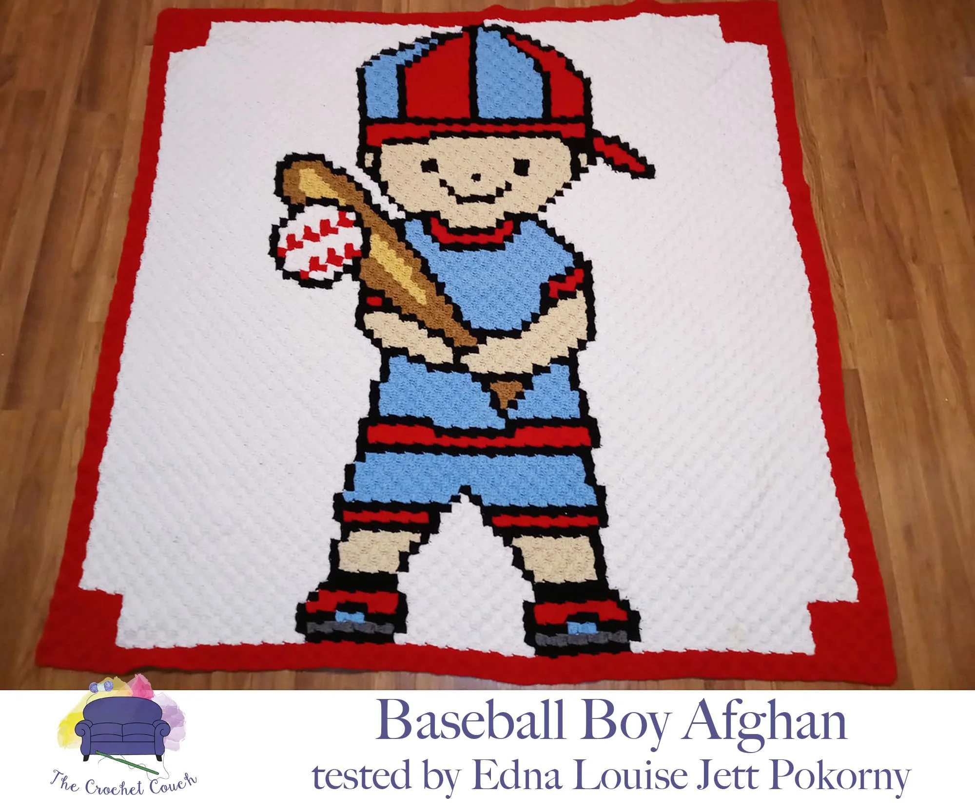 Baseball Boy Afghan, C2C Crochet Pattern
