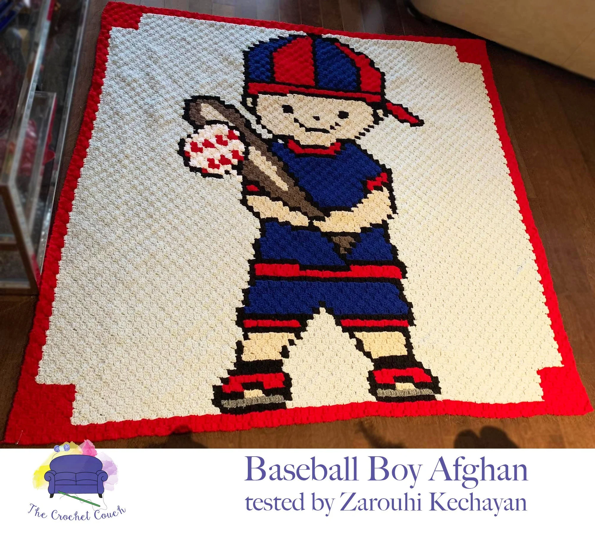 Baseball Boy Afghan, C2C Crochet Pattern