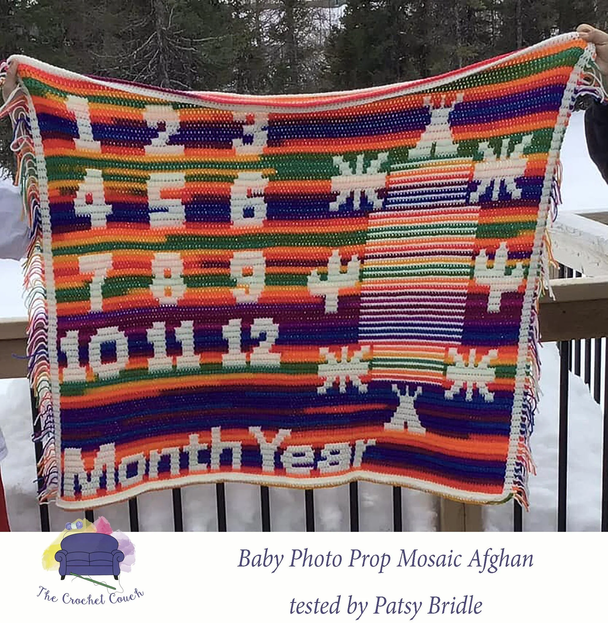 Baby Photo Prop Afghan, Overlay Mosaic Crochet Pattern