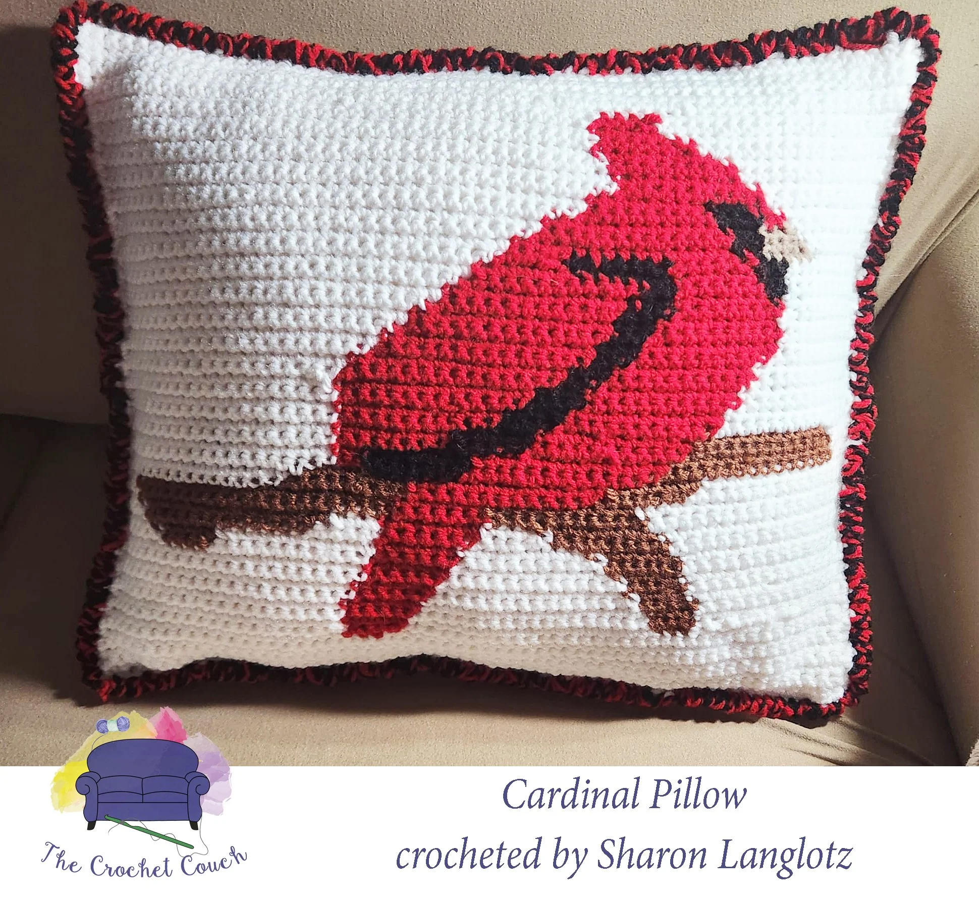 Cardinal Pillow, SC or TSS Crochet Pattern