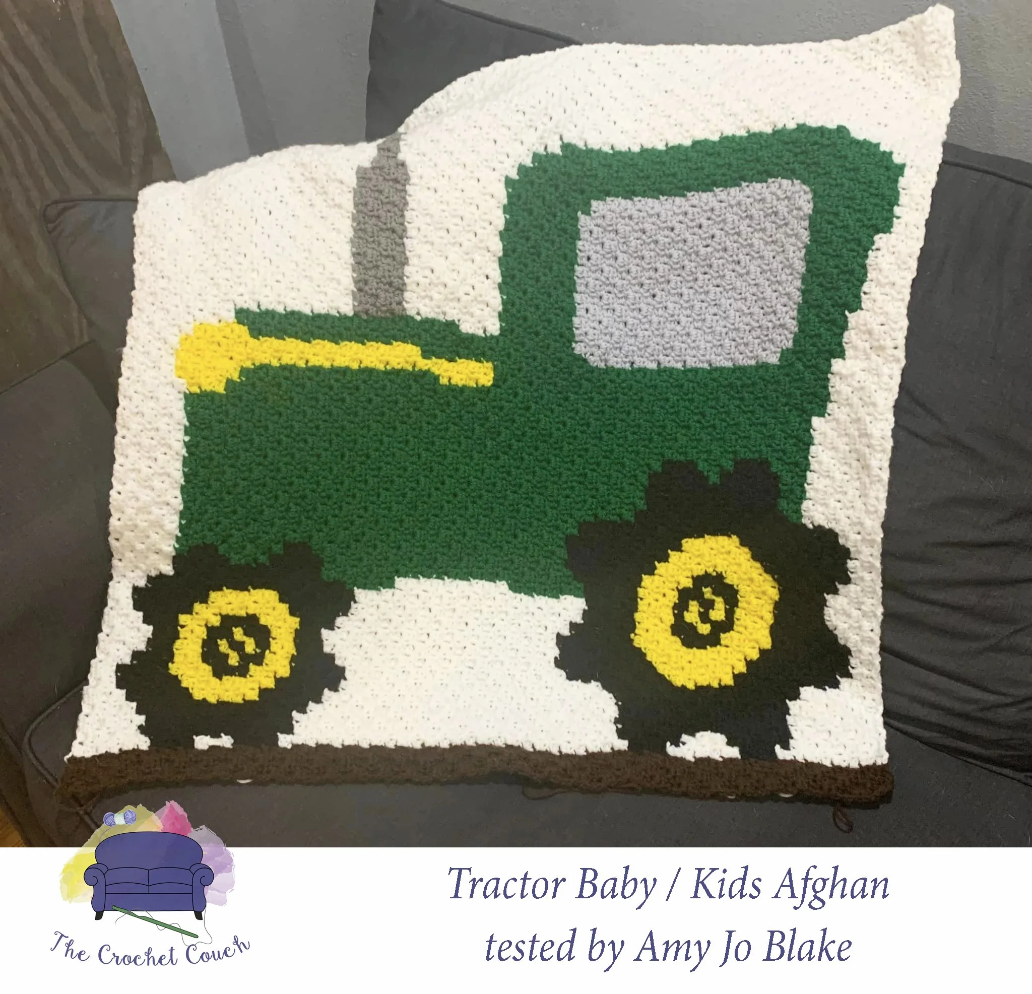 Tractor Baby or Kids Afghan, C2C Crochet Pattern