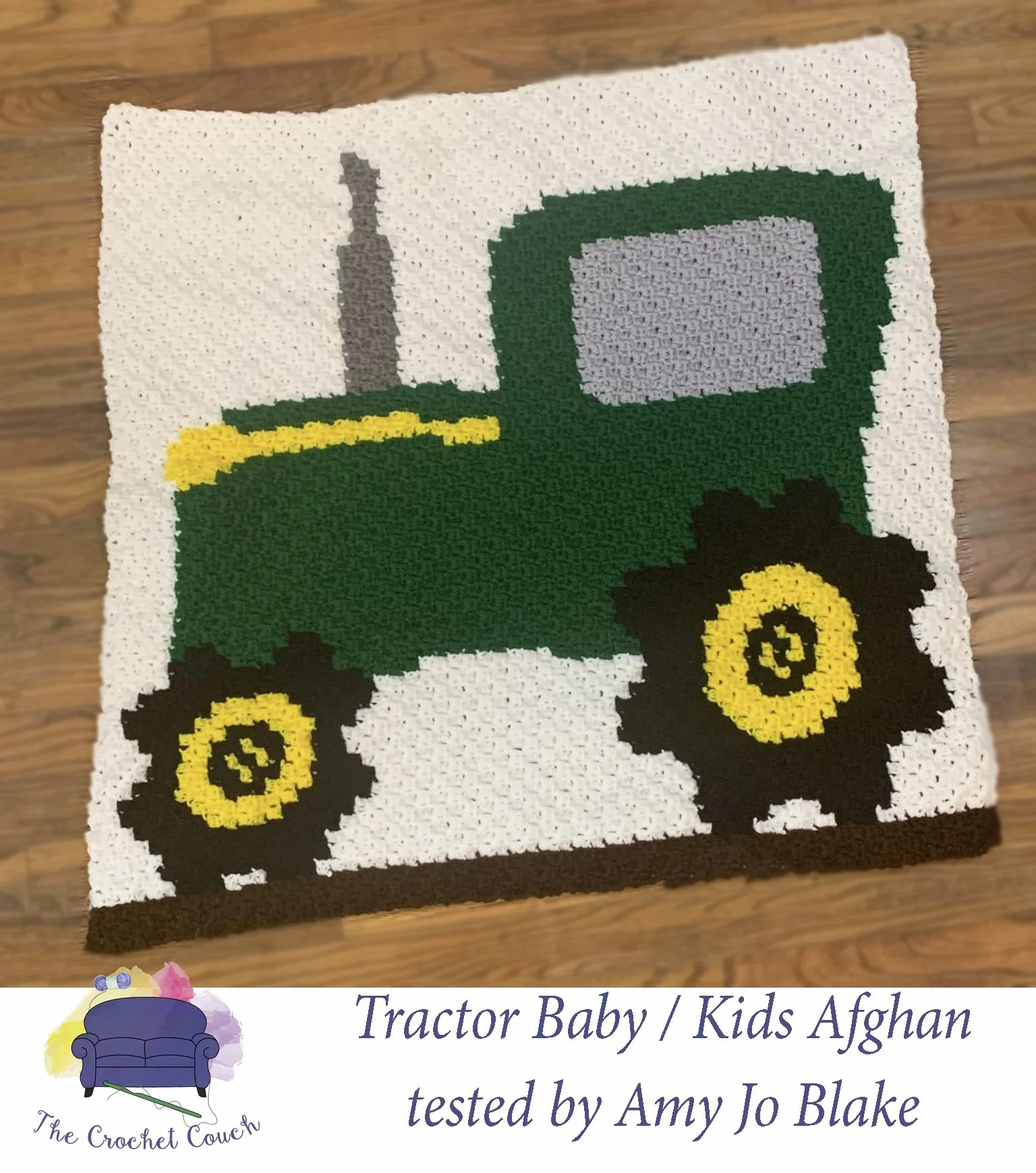 Tractor Baby or Kids Afghan, C2C Crochet Pattern