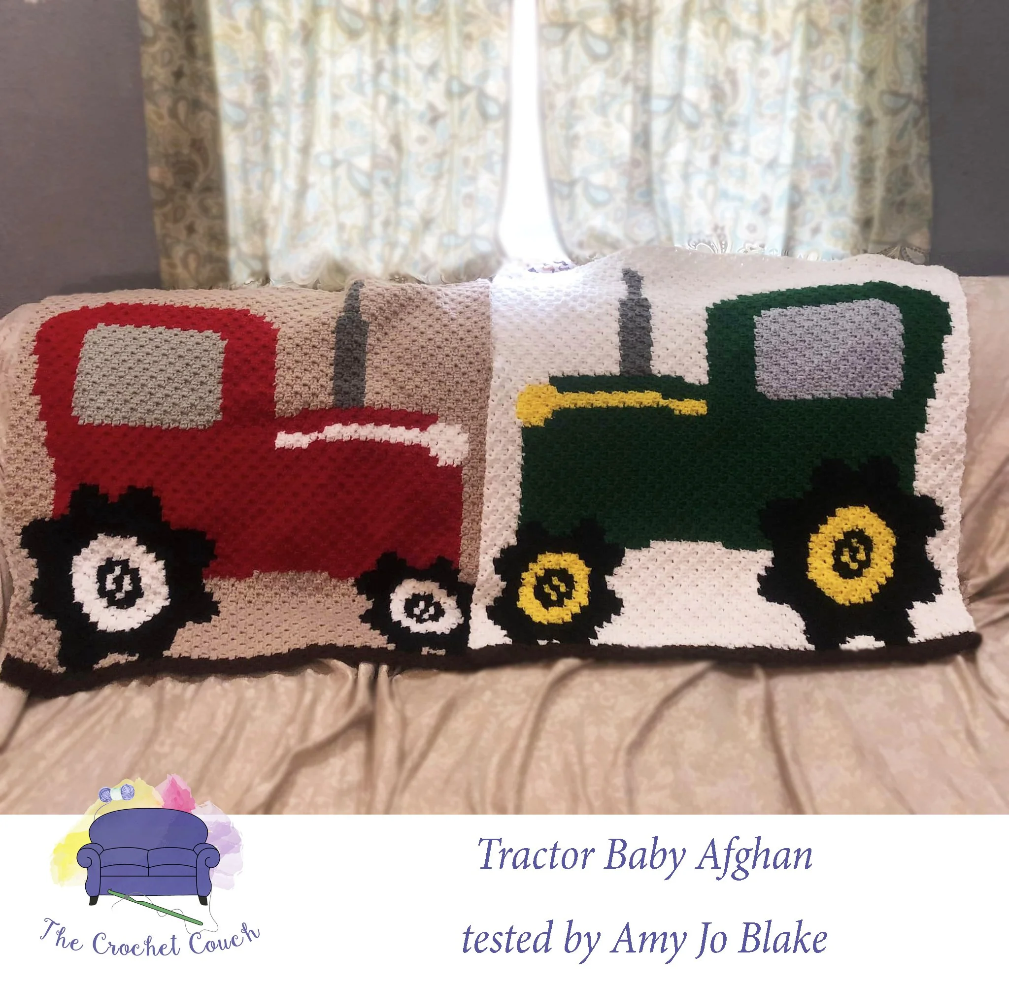 Tractor Baby or Kids Afghan, C2C Crochet Pattern