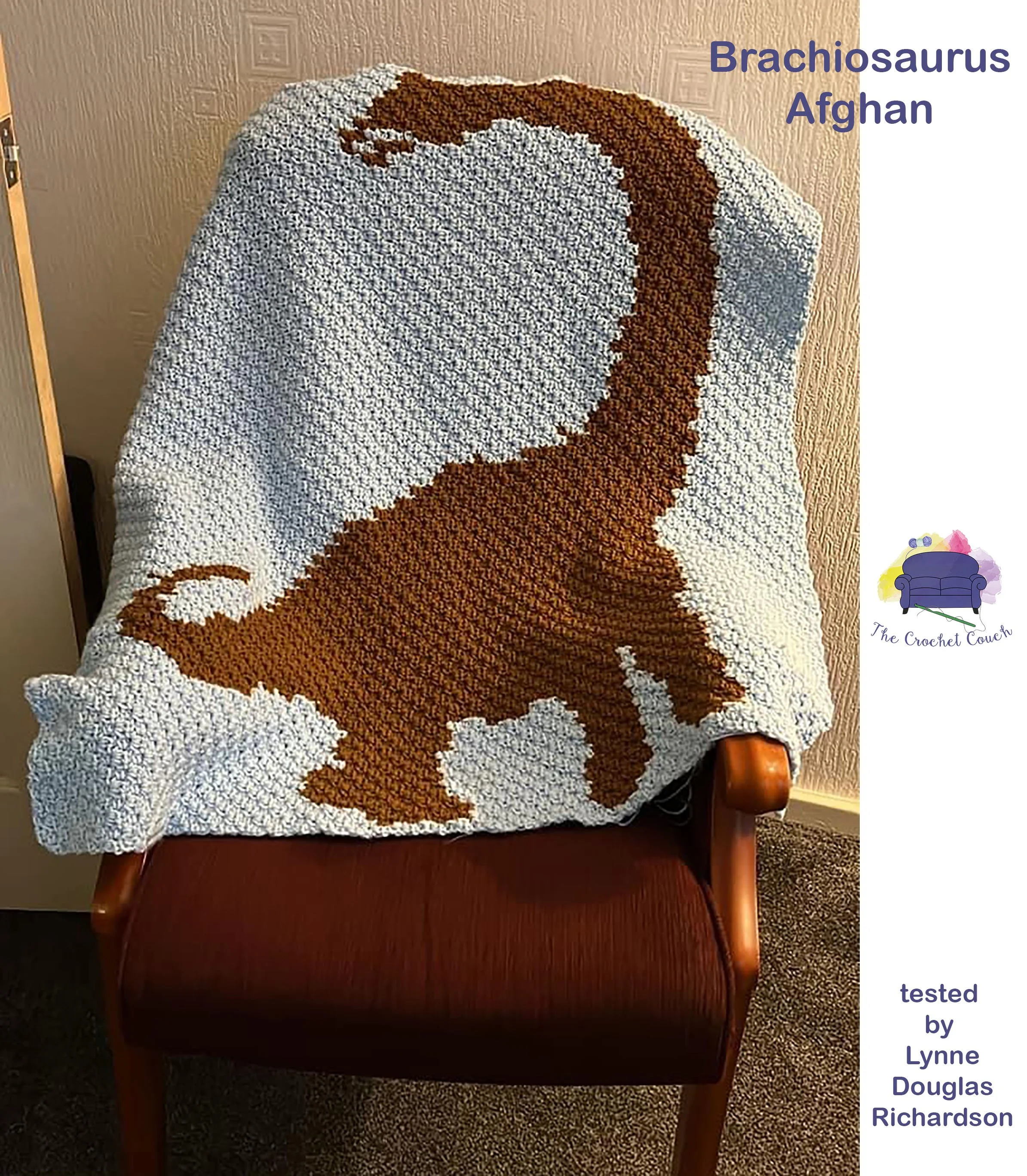 Dinosaur Silhouette Brachiosaurus Afghan, C2C Crochet Pattern