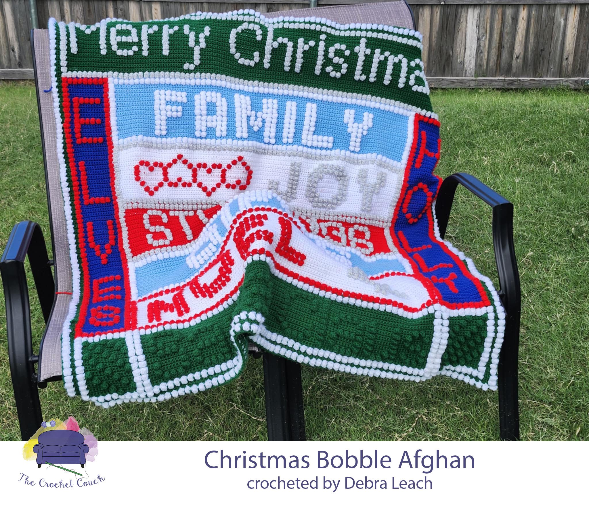 Cozy Christmas Bobble Afghan, Crochet Pattern