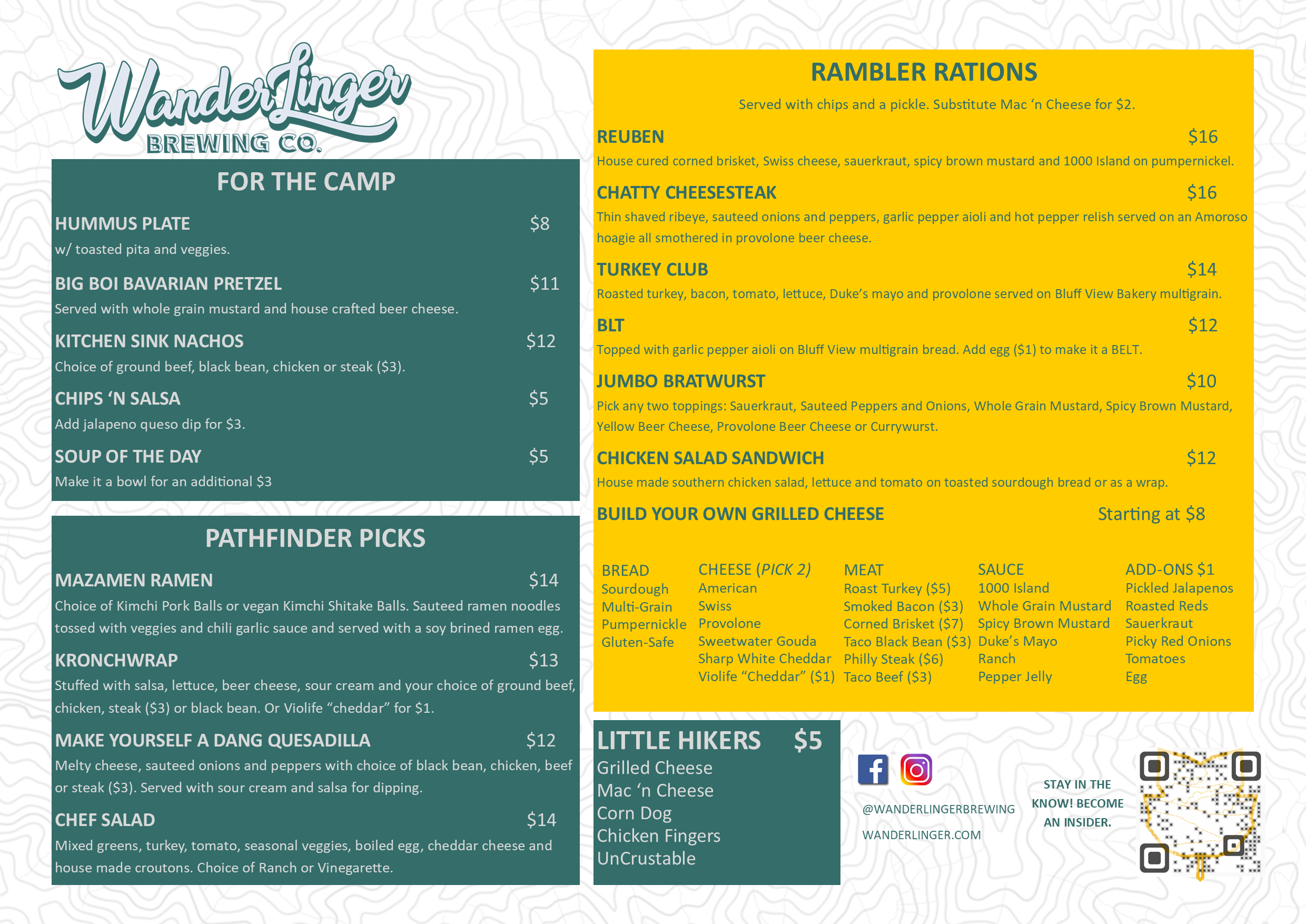 Food Menu — WanderLinger Brewing Company