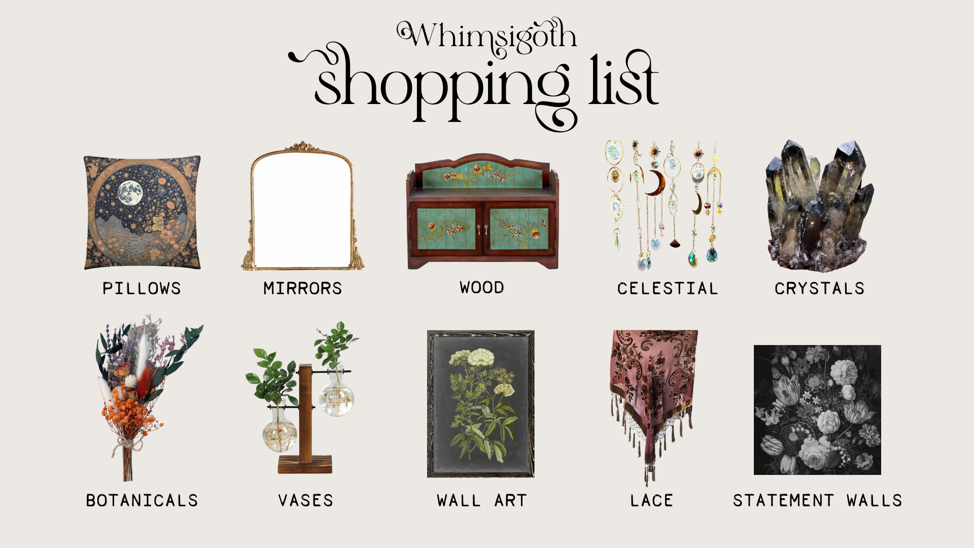 Whimsigoth Decor Shopping List — Moda Misfit