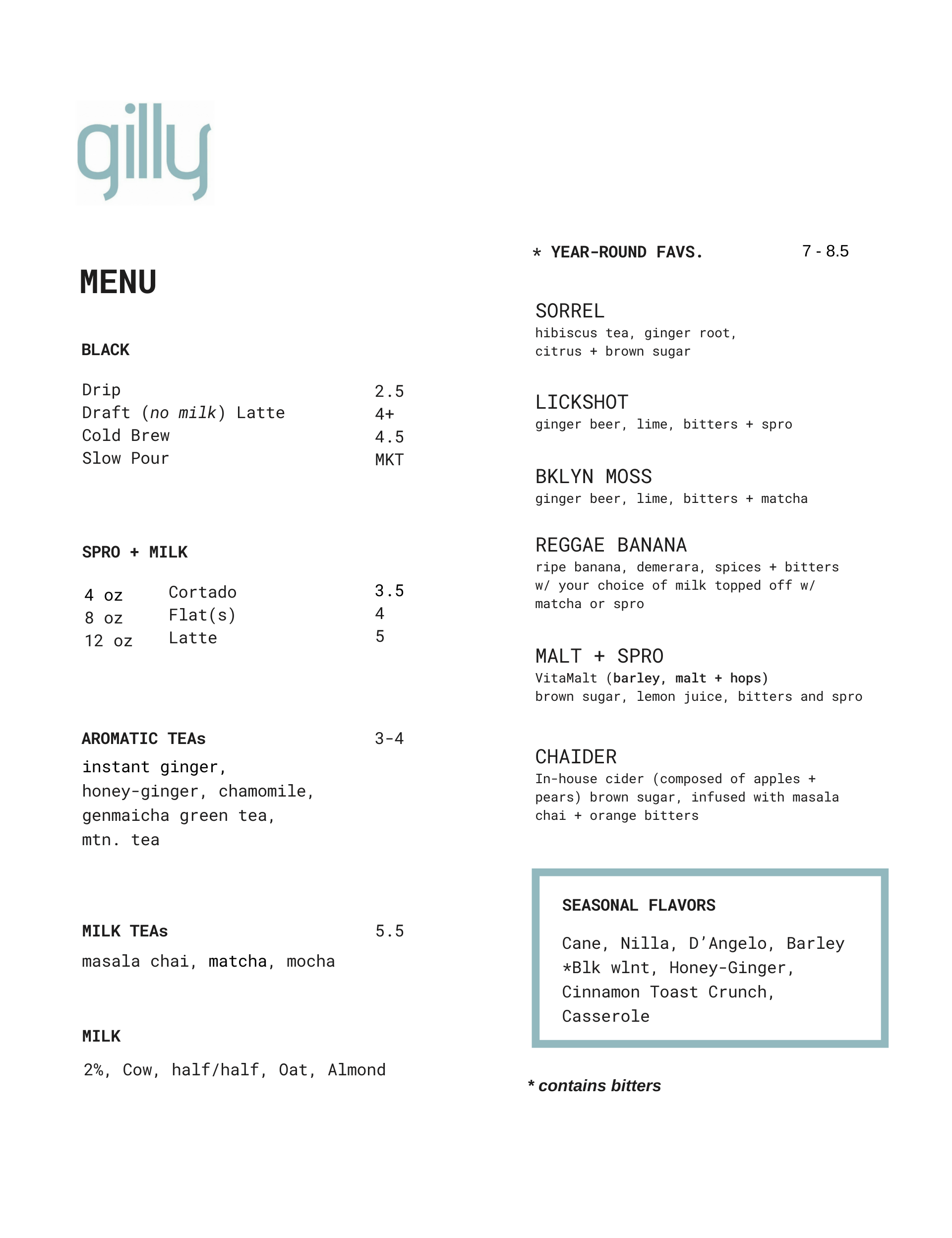 Menu — gilly